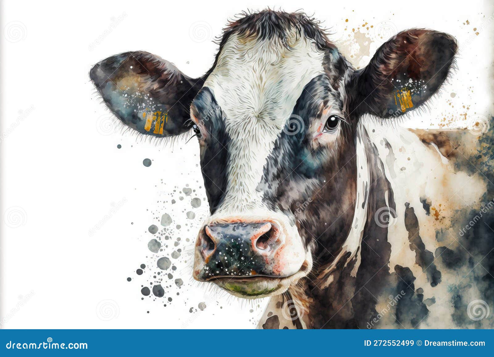 Watercolor Painting of a Cow, on White Stock Illustration ...