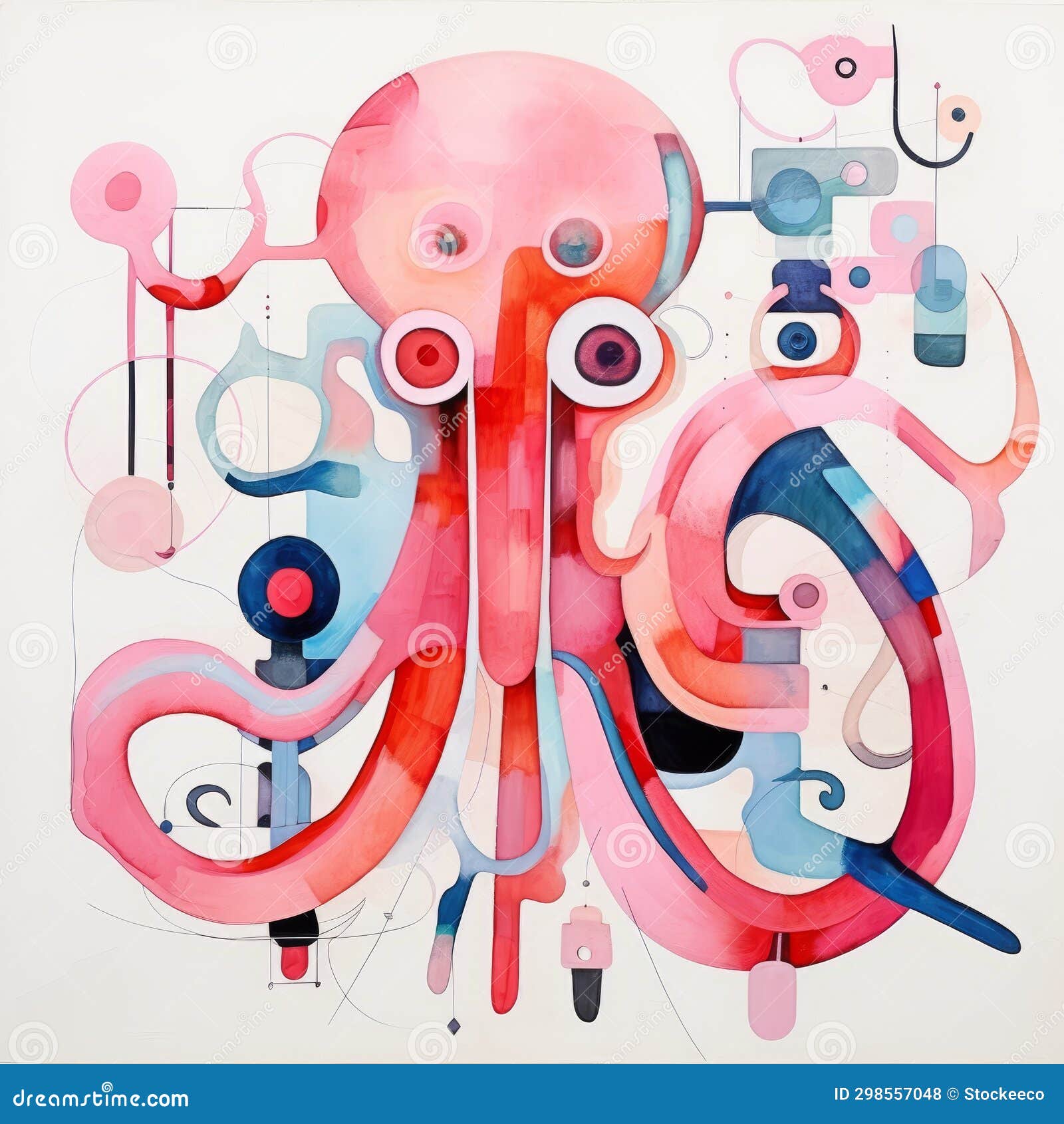Graffiti-inspired Geometric Abstraction: Painting of a Large Octopus ...