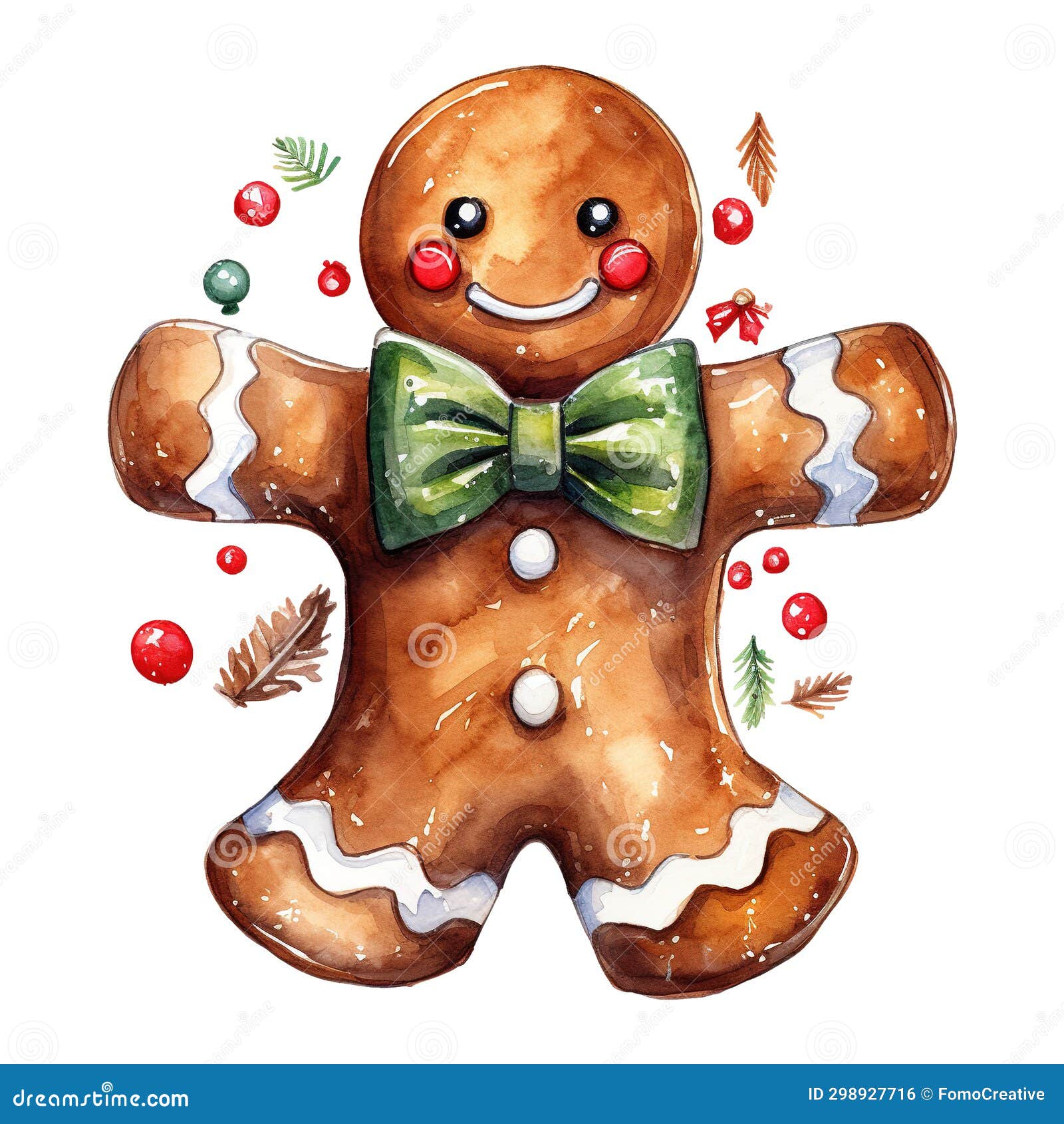 Watercolor Painting of a Ginger Man with a Bow Tie Stock Illustration ...