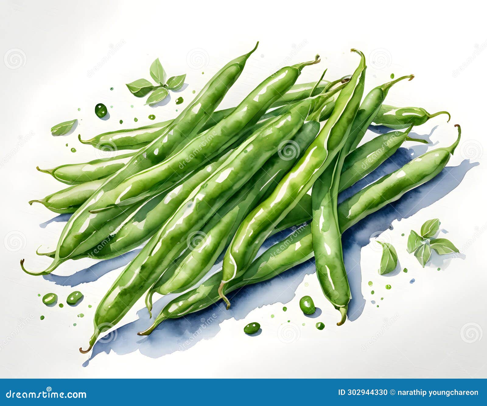 Watercolor Painting of Green Beans Stock Illustration - Illustration of ...