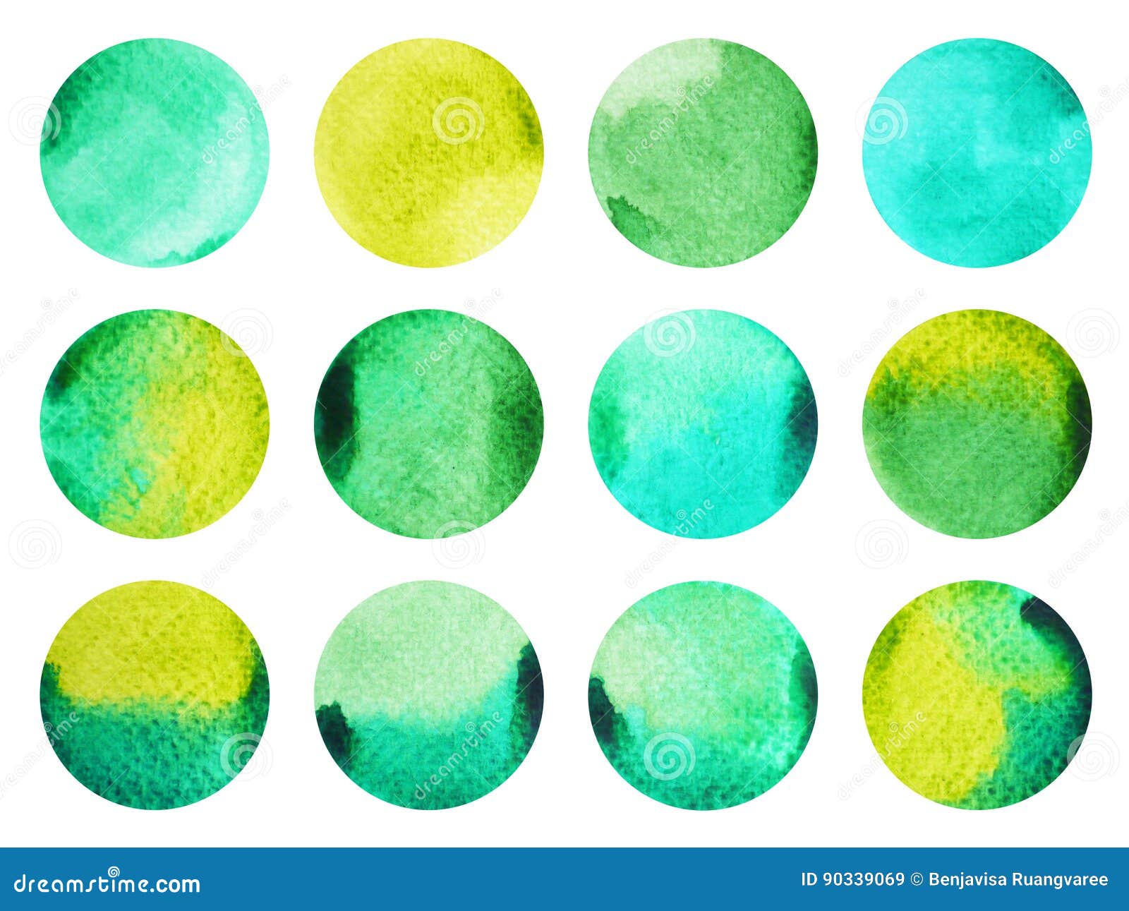 Watercolor Painting Green Drop Pattern Design, Hand Drawing Stock ...