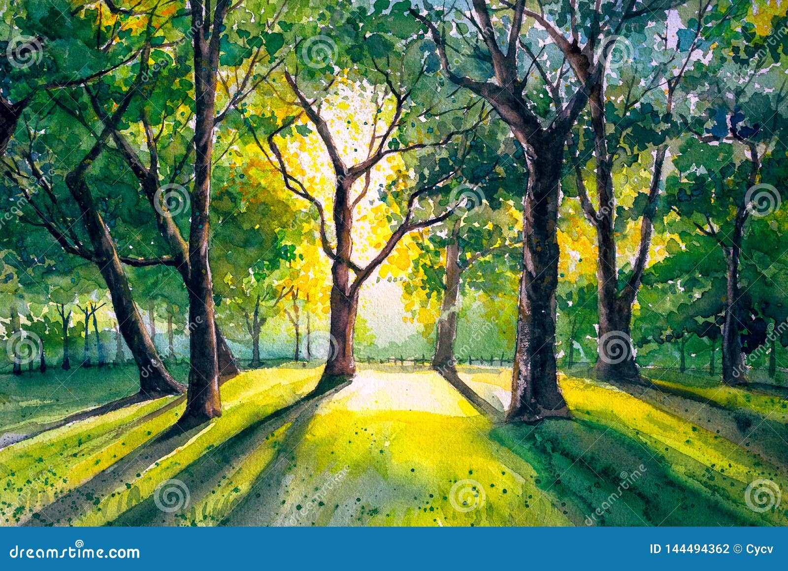 Watercolor Painting - Forests Stock Illustration - Illustration of ...