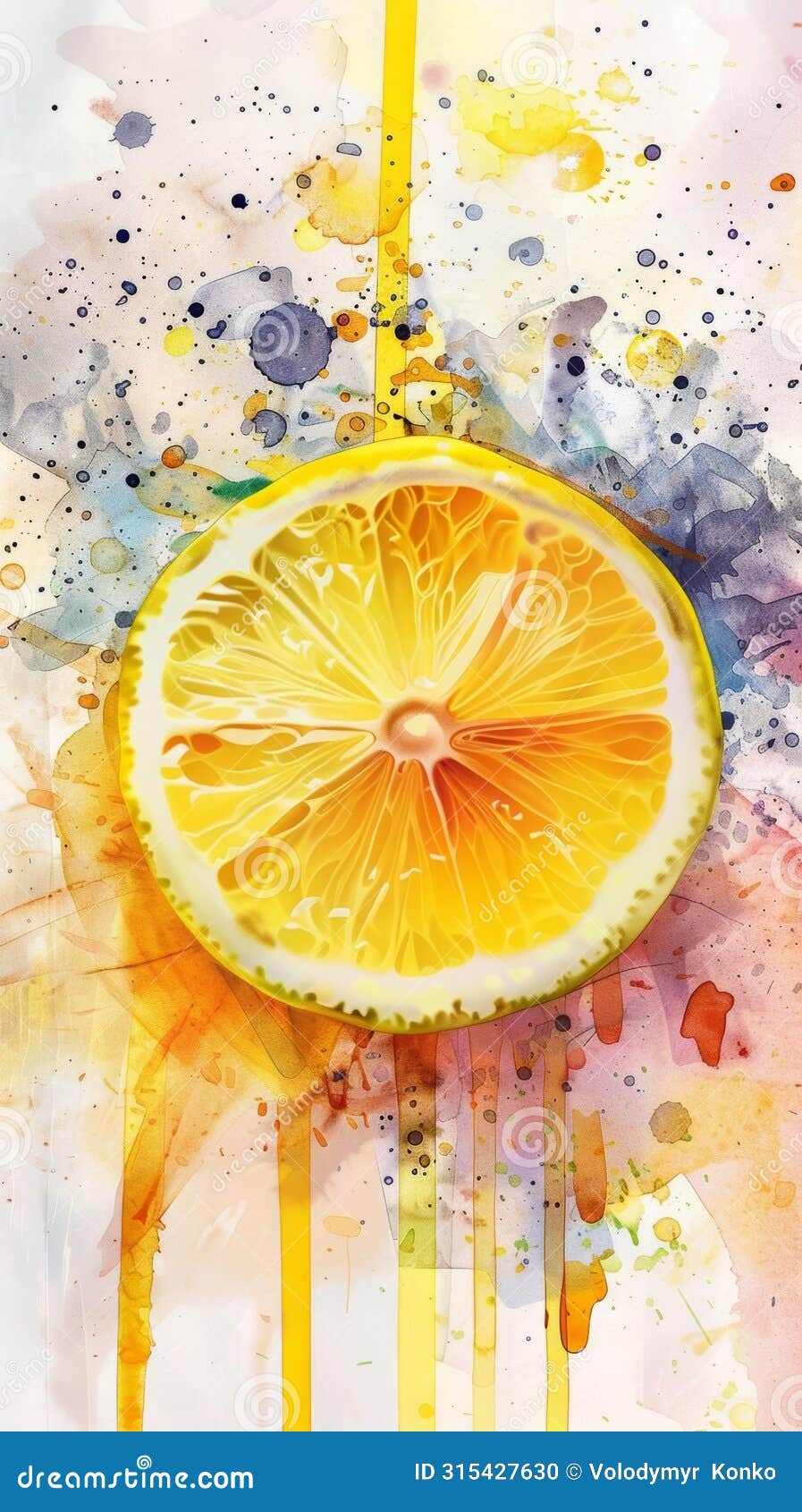 Watercolor Painting of a Lemon Slice Stock Photo - Image of freshness ...