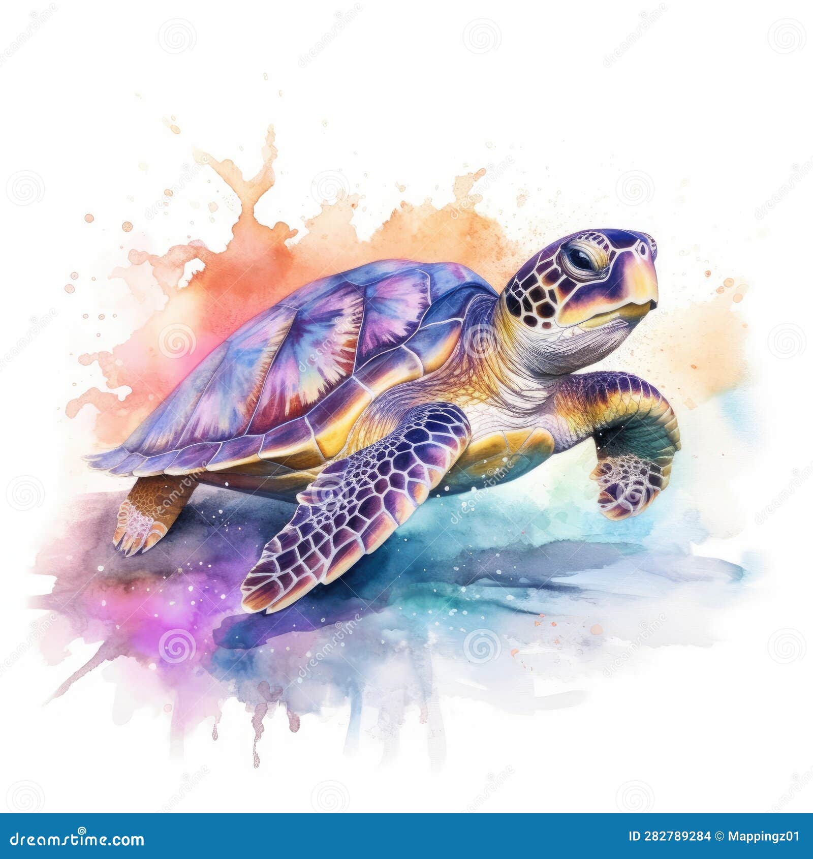 Loggerhead Sea Turtle Or Caretta Caretta Front View WPA Art Cartoon ...