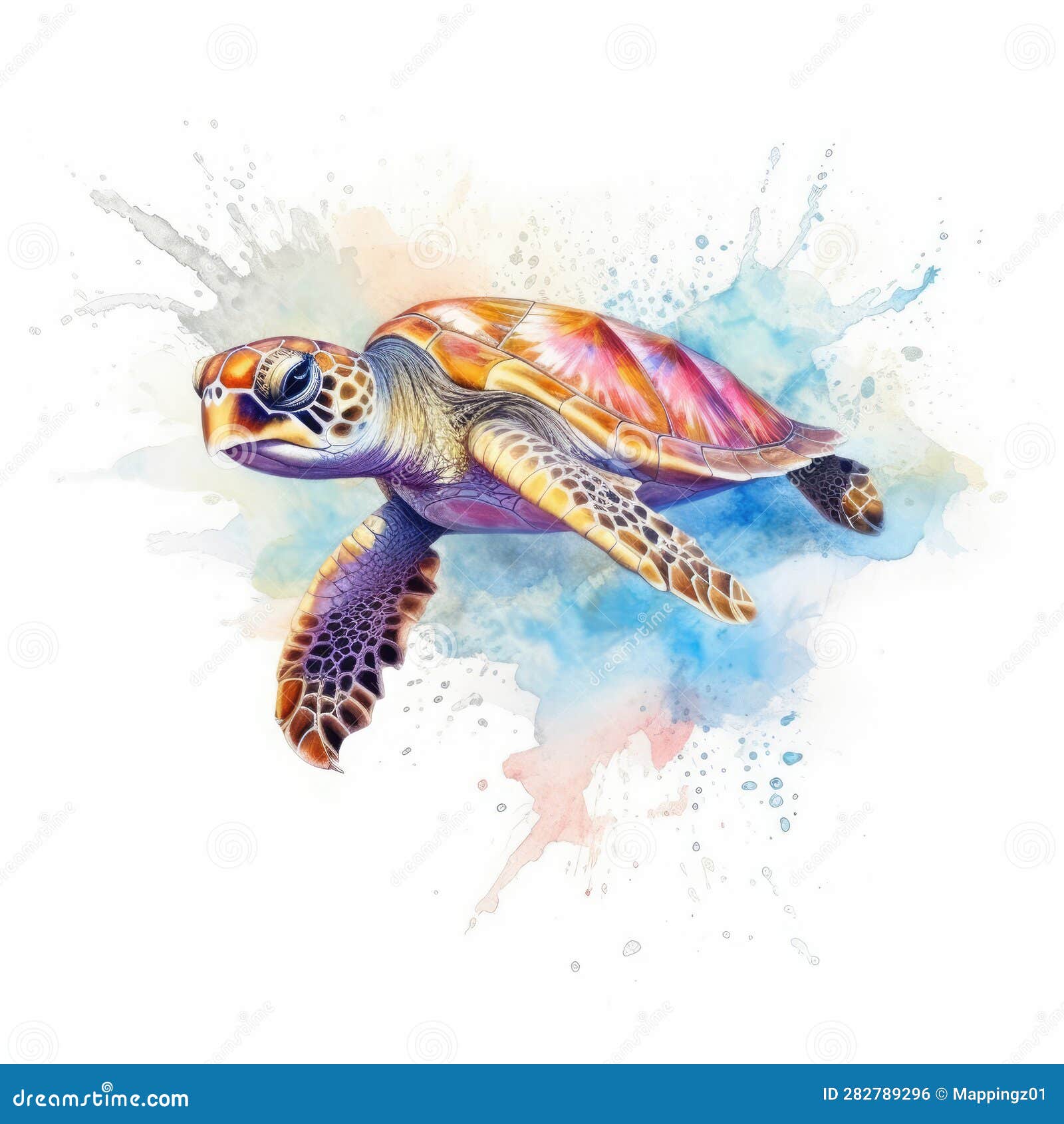 Loggerhead Sea Turtle Or Caretta Caretta Front View WPA Art Cartoon ...