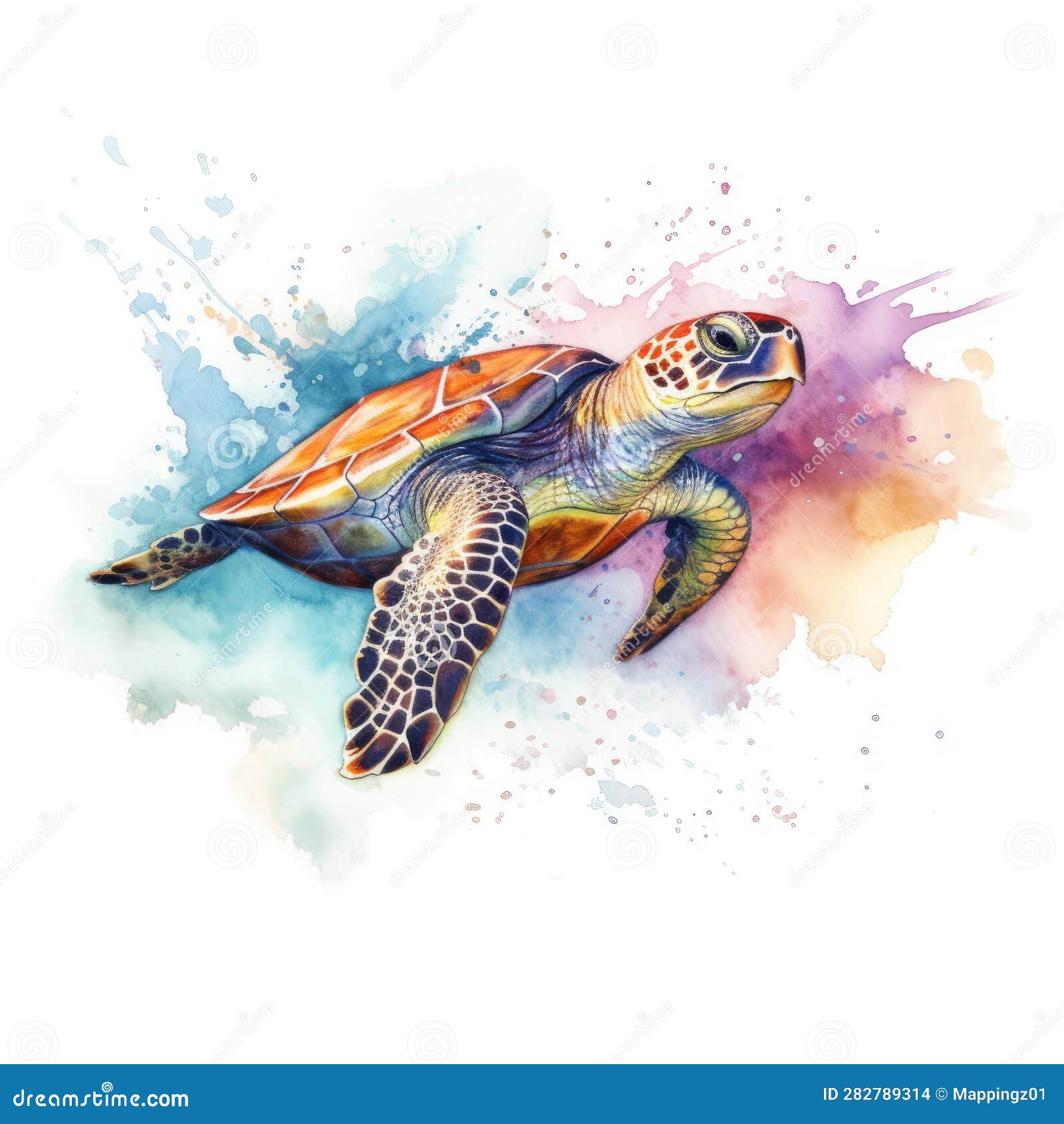 Loggerhead Sea Turtle Swimming In An Underwater Reef Habitat ...