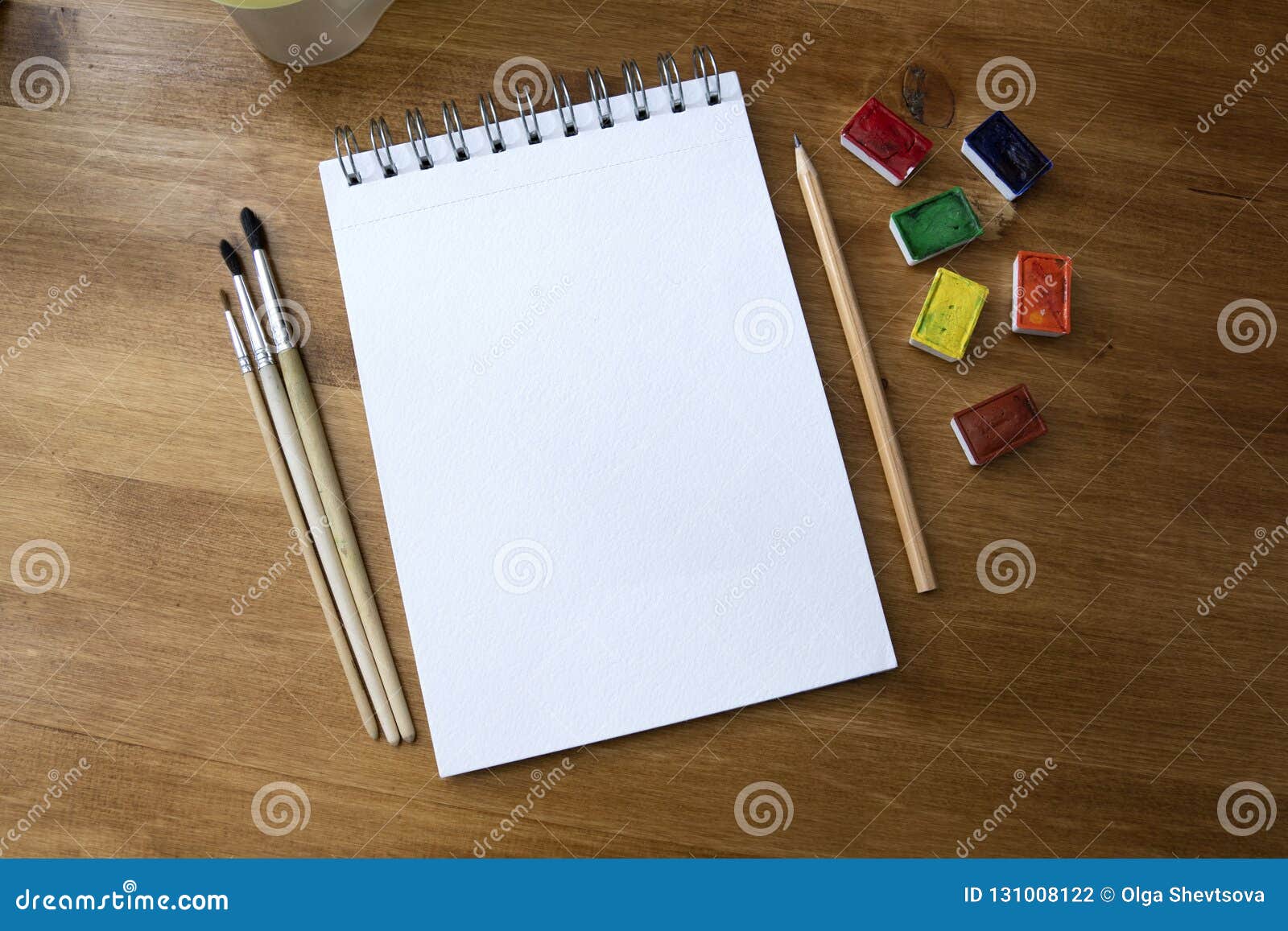 Watercolor Painting in Notebook Stock Photo - Image of office, paper ...