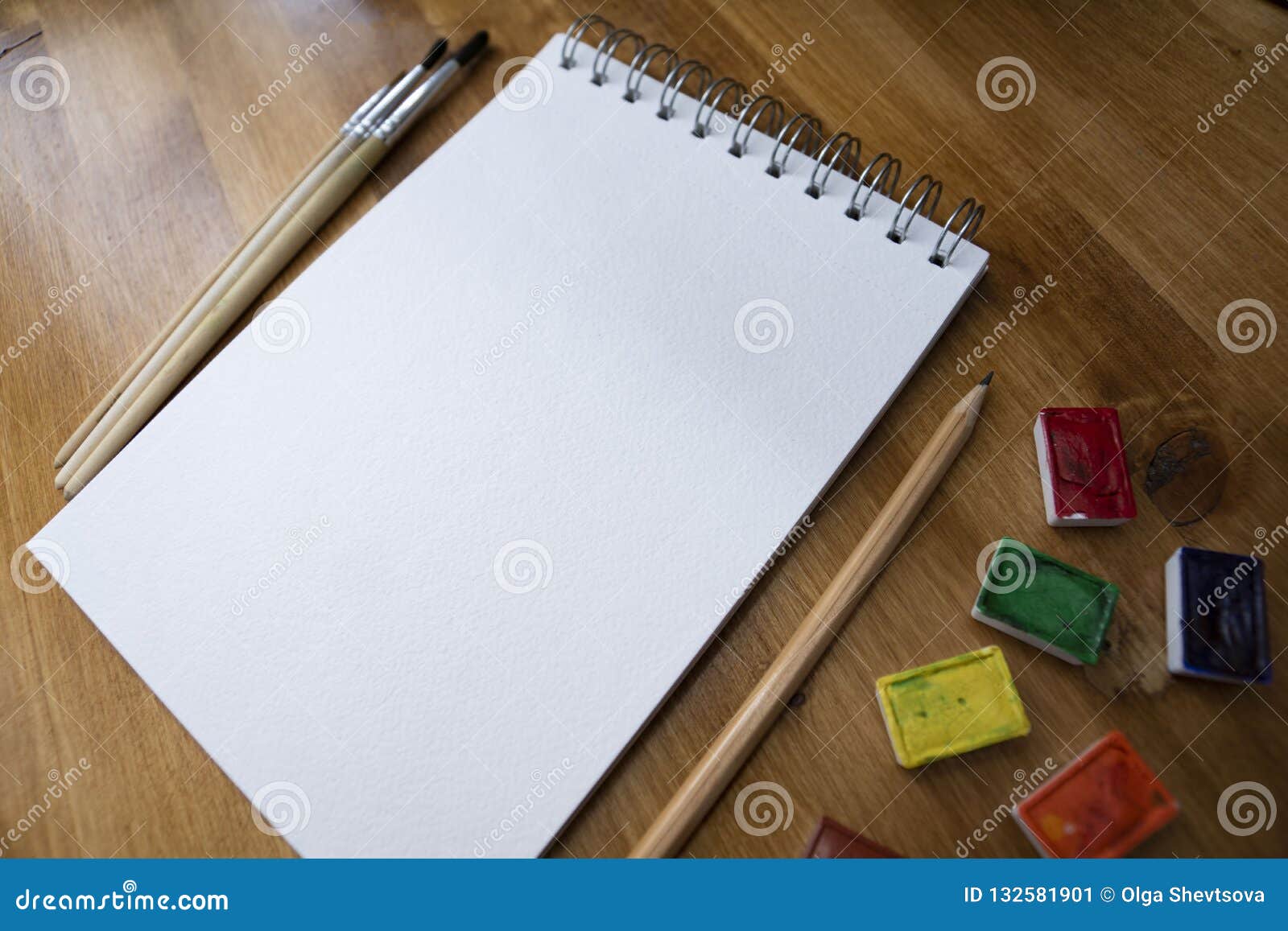 Watercolor Painting in Notebook Stock Image - Image of writing ...