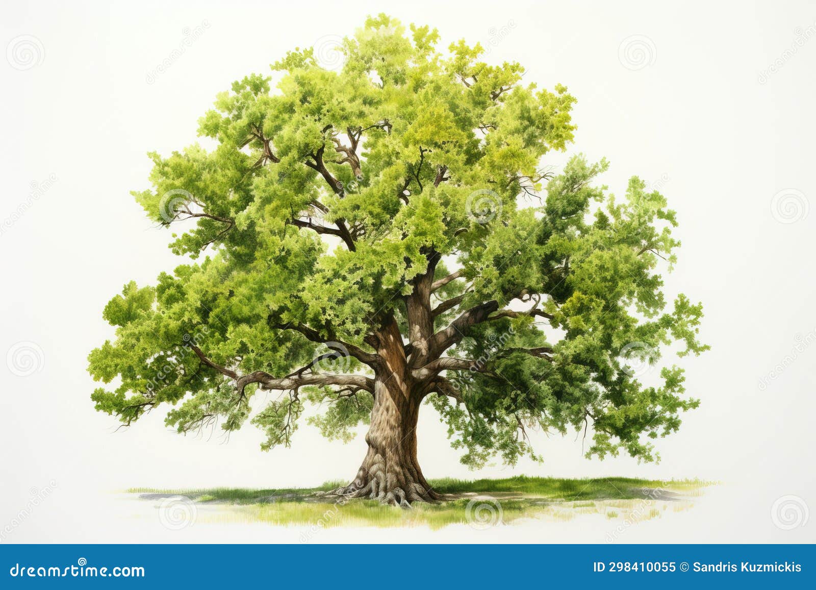 Watercolor Painting of Oak Tree. Generative AI Stock Illustration ...