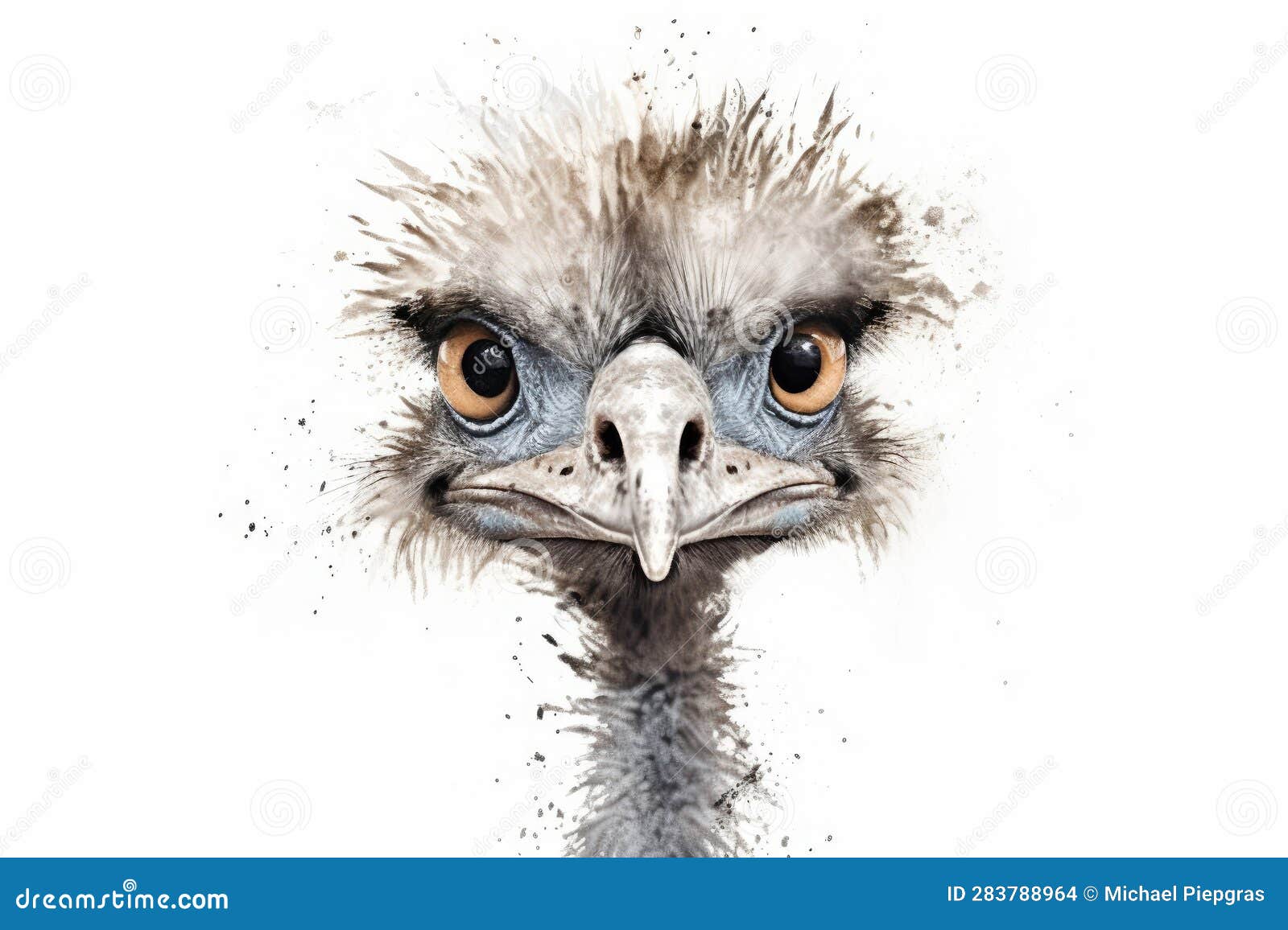 Watercolor Painting of an Ostrich on a White Background Stock ...