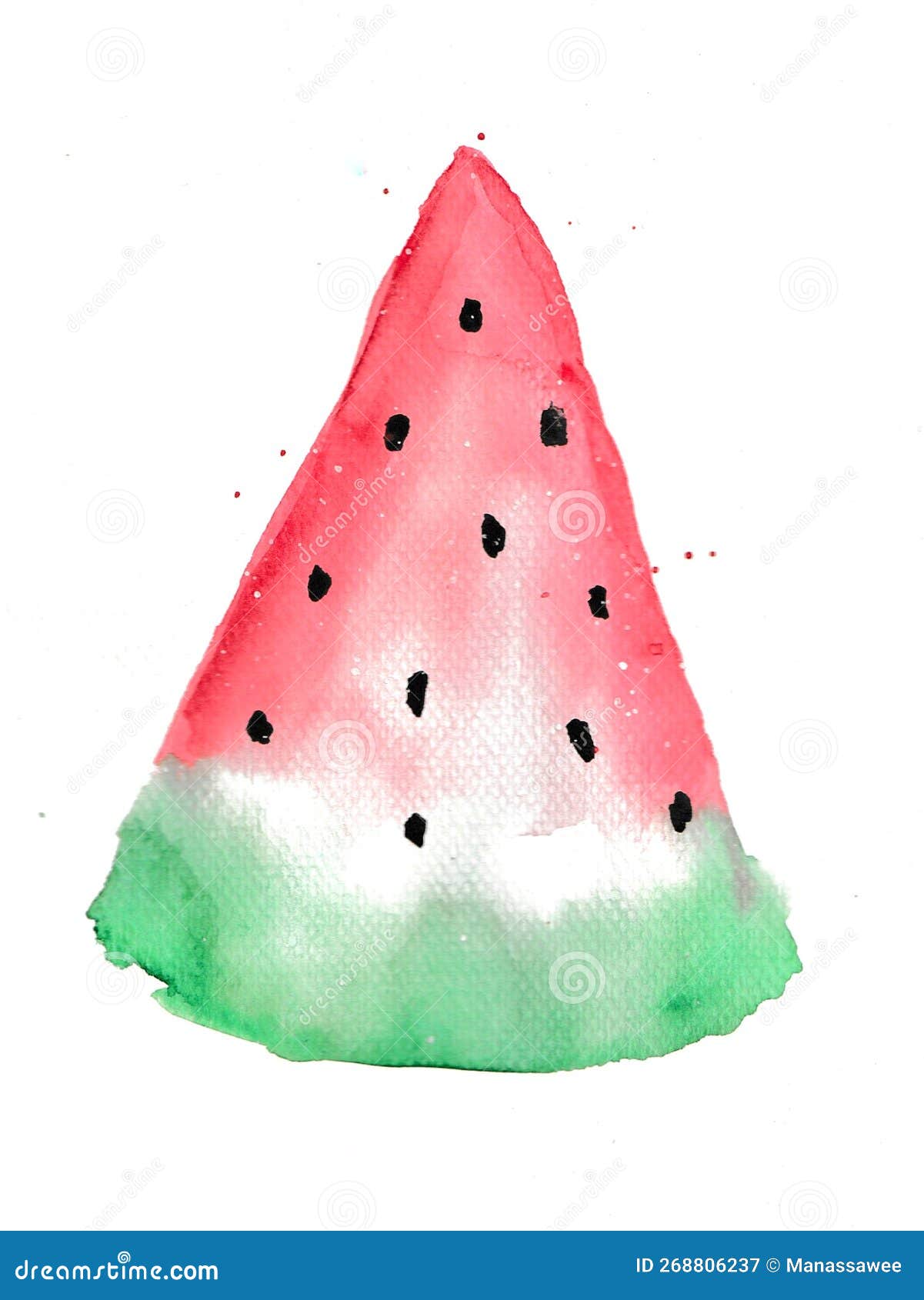 Watercolor Painting of a Slice of Watermelon Stock Image - Image of ...