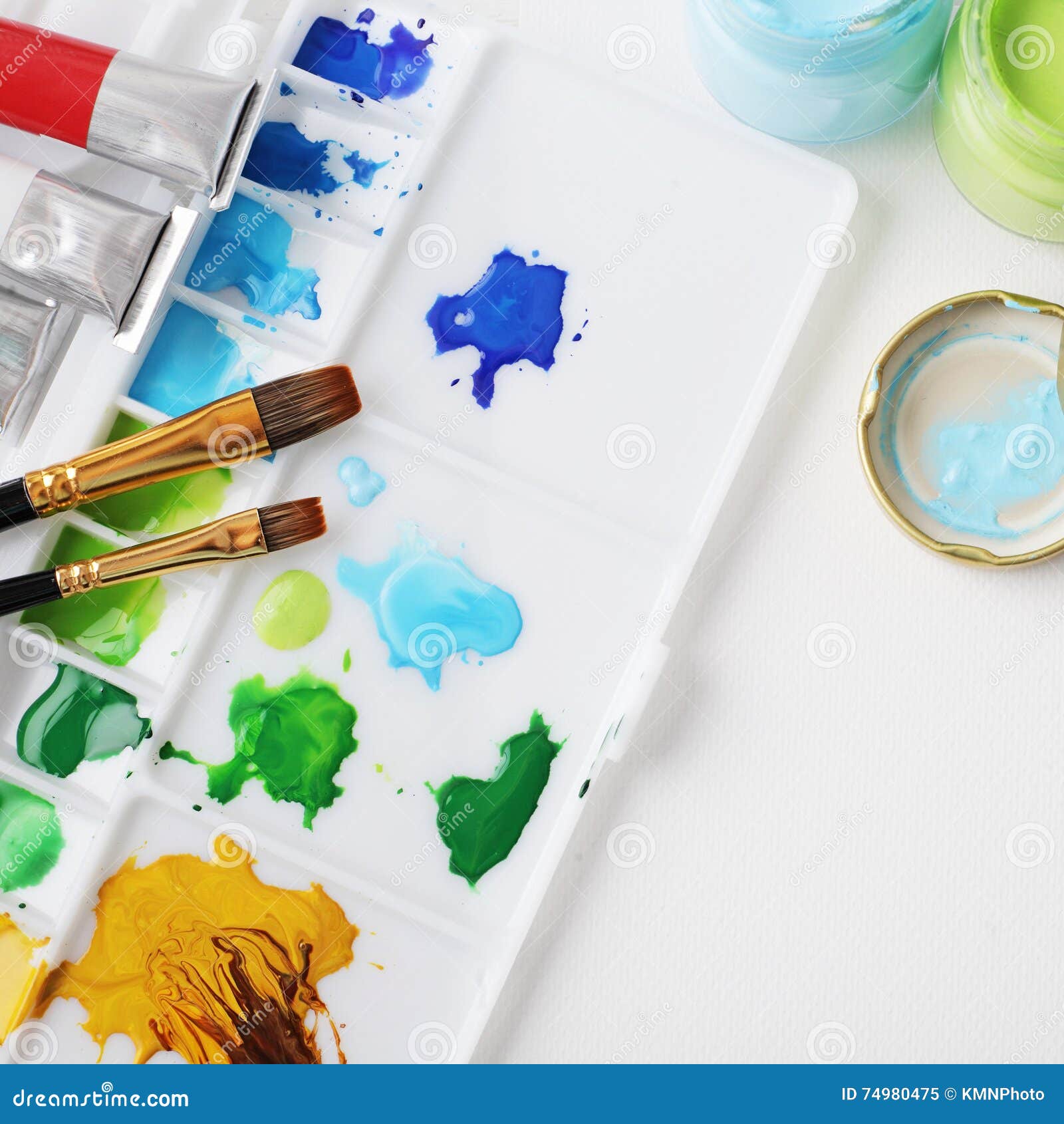 Watercolor painting tools stock image. Image of wood - 74980475