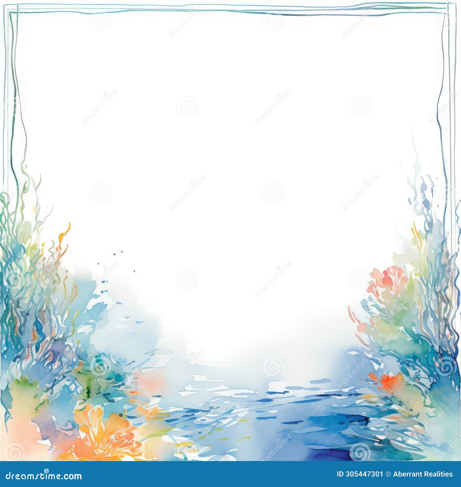 A Watercolor Painting of an Underwater Scene Stock Illustration ...