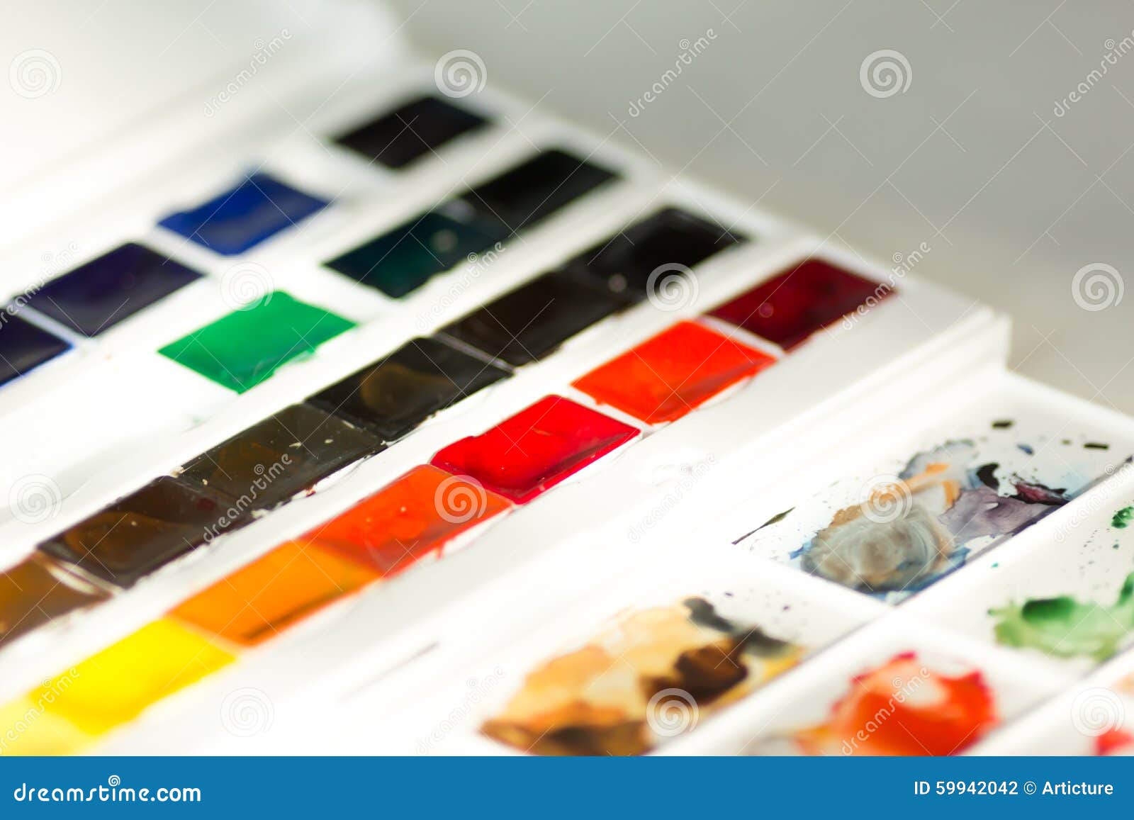Watercolor Paints Set and Palette Stock Photo - Image of creativity ...
