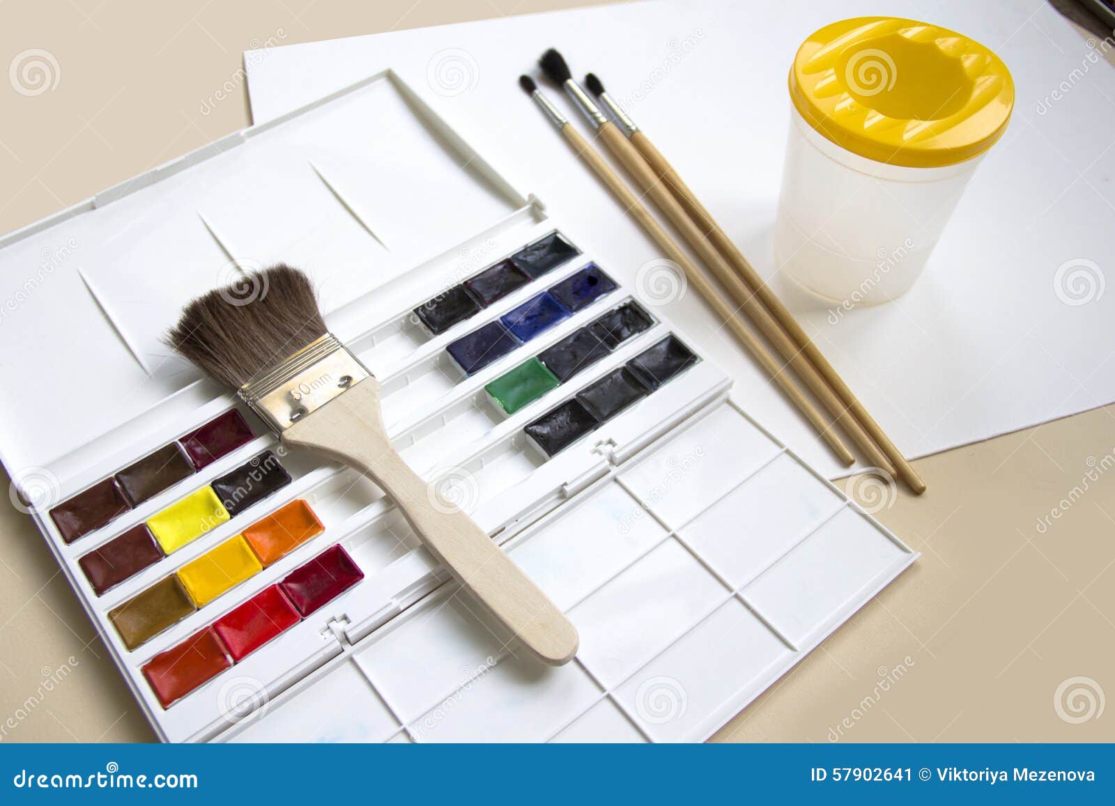 Watercolor paints stock image. Image of paints, painting - 57902641