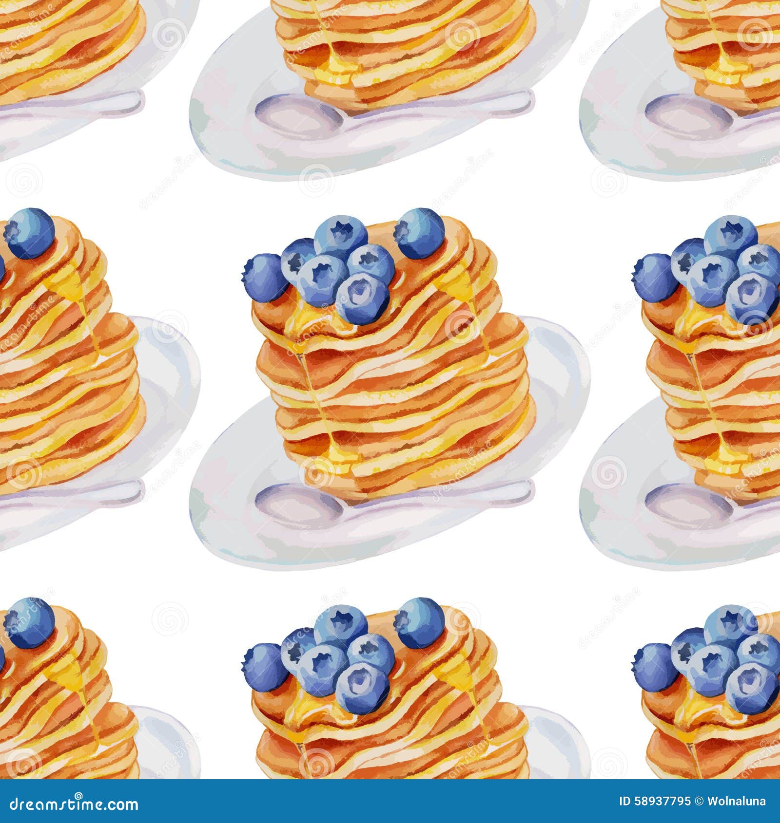 Watercolor Pancakes stock vector. Illustration of drawing - 58937795