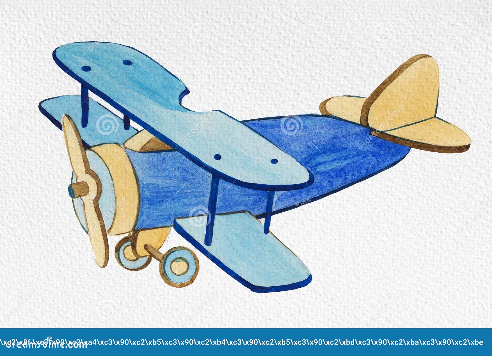 Blue Airplane in Watercolour. Baby Illustration. Stock Illustration ...