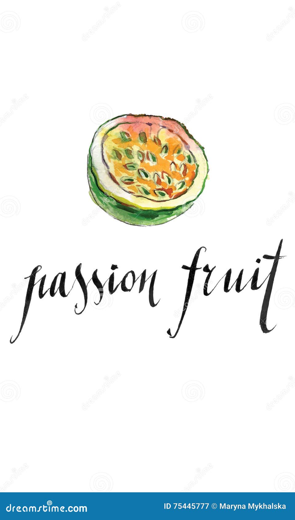 Watercolor Passion Fruit Stock Vector Illustration Of Beverage 75445777