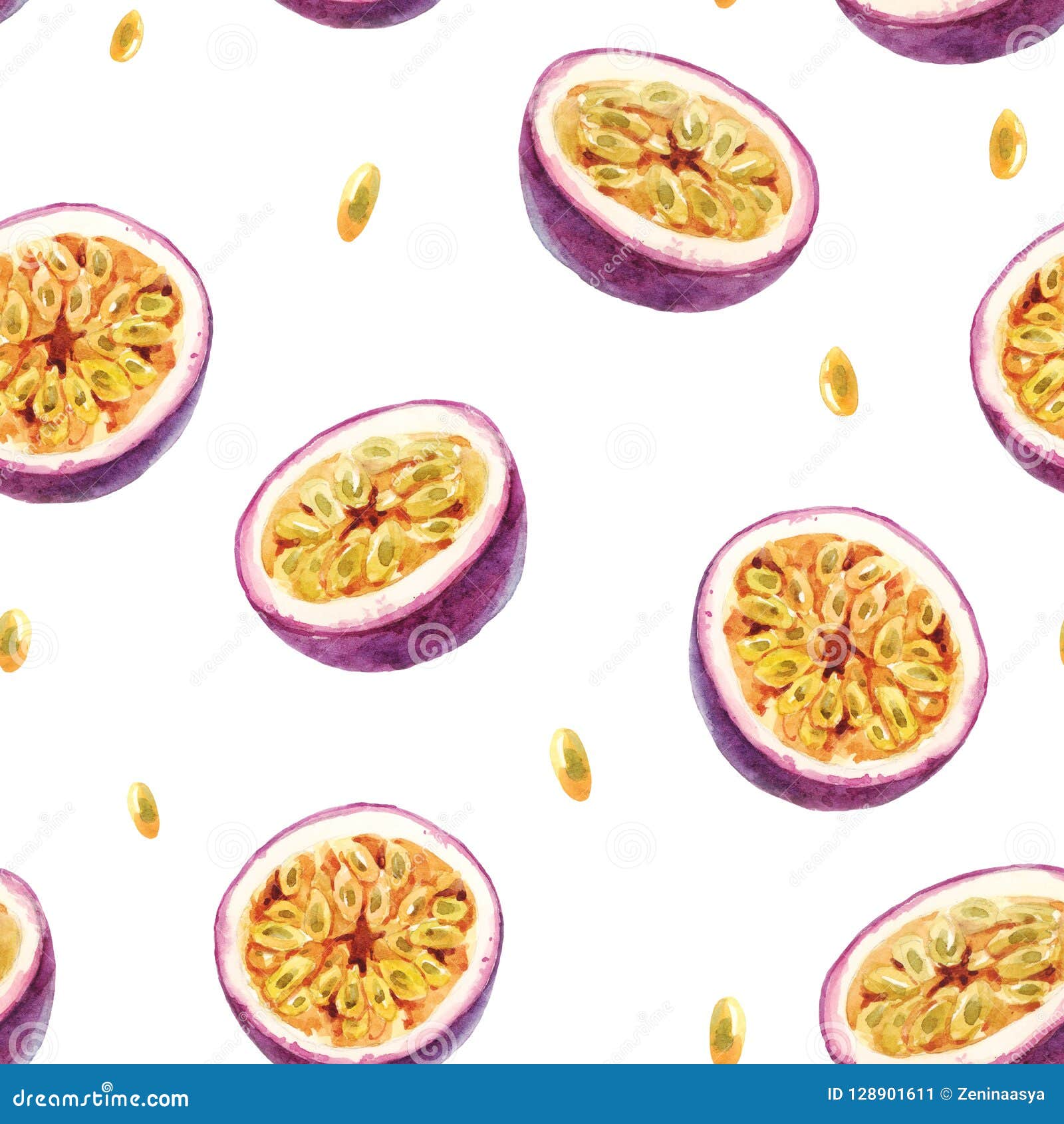 Watercolor Passion Fruit Pattern Stock Illustration - Illustration of ...