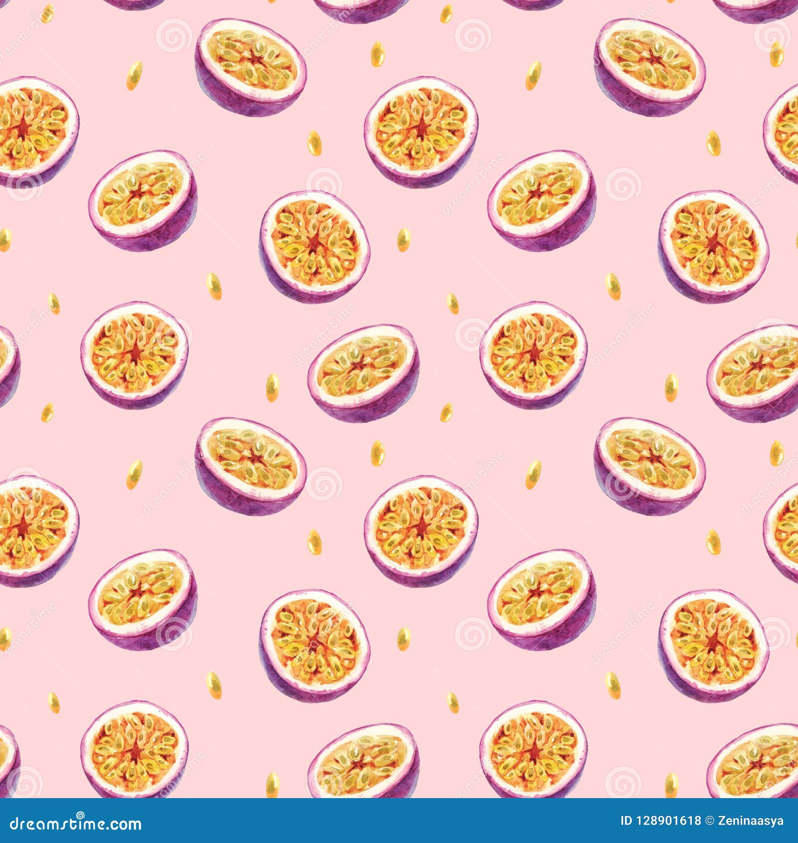 Watercolor Passion Fruit Pattern Stock Illustration - Illustration of ...