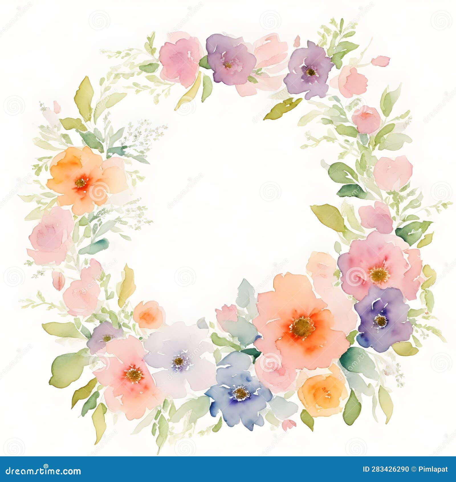 Watercolor Pastel Color Flower Frame. Stock Illustration - Illustration ...