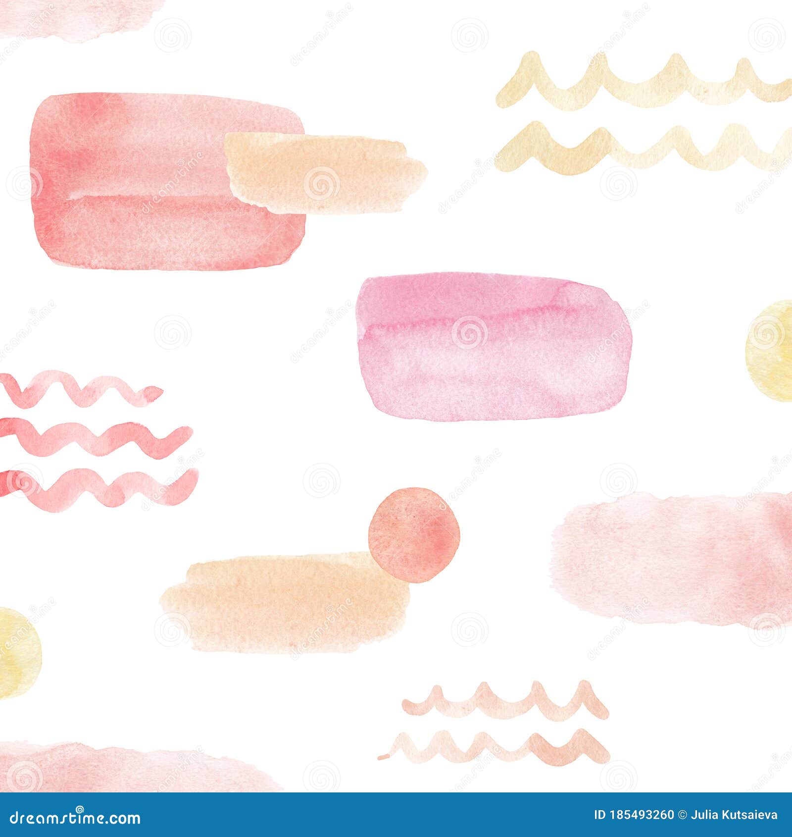 Watercolor Pattern of Abstract Aesthetic Forms, Brush Strokes. Elements ...