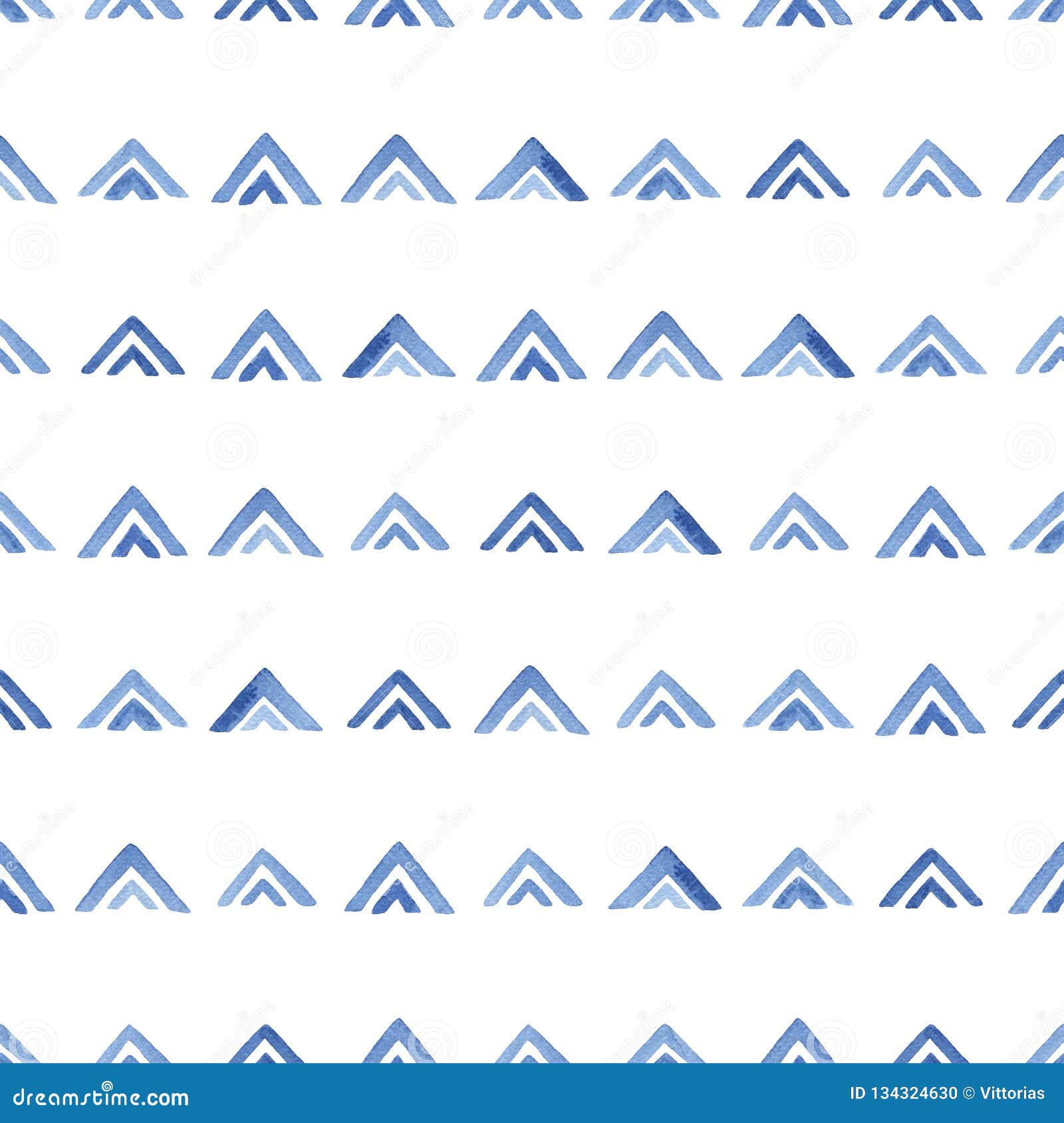 Watercolor Pattern with Blue Triangles Stock Illustration ...