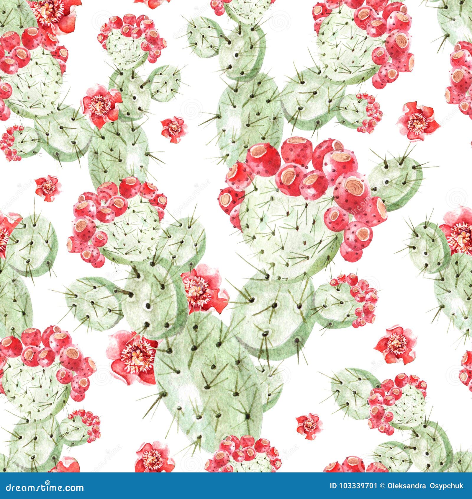 Watercolor Pattern with Cactus . Stock Illustration - Illustration of ...