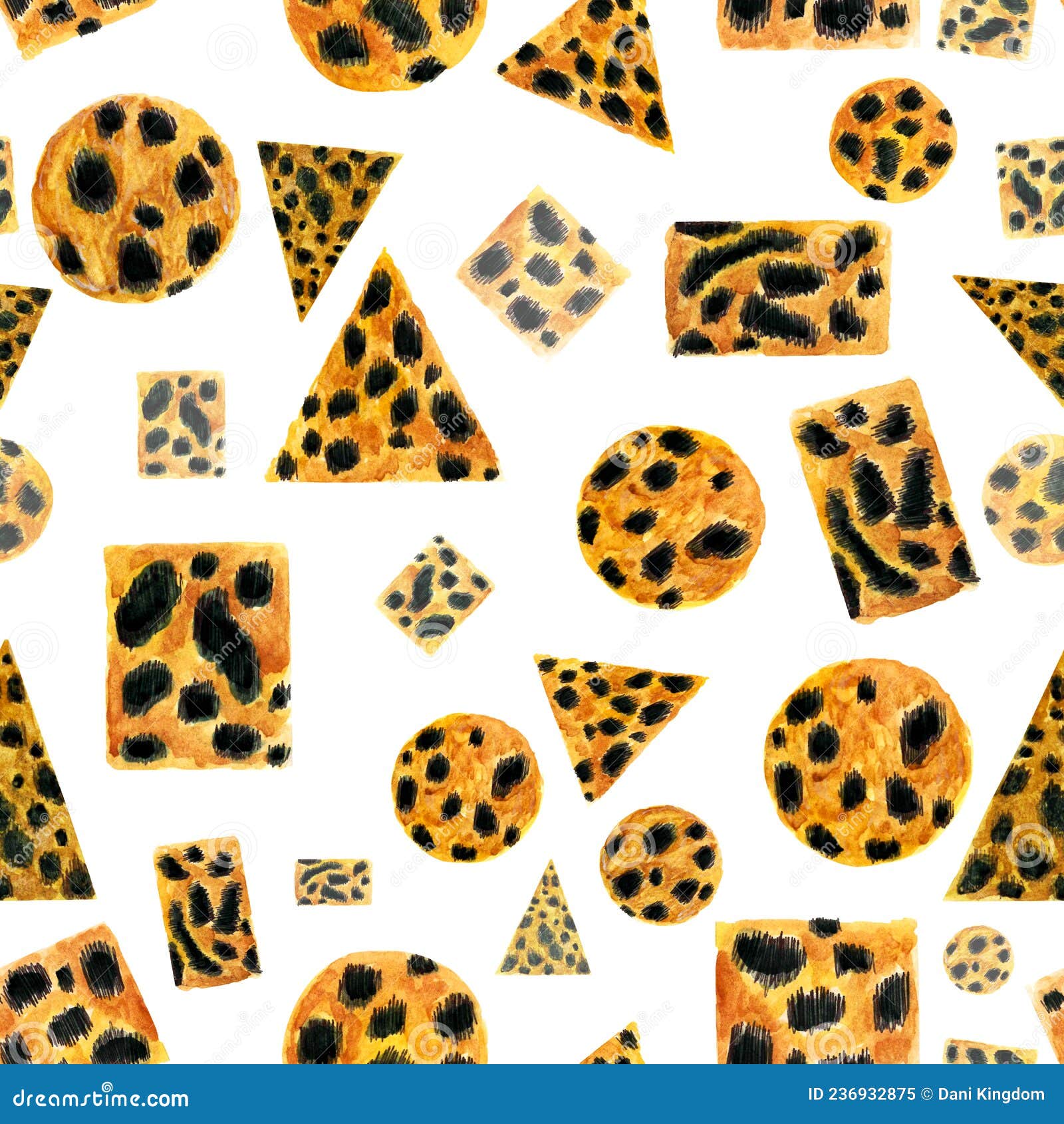 Watercolor Pattern from Cheetah Fur Texture in Geometric Shape Stock ...
