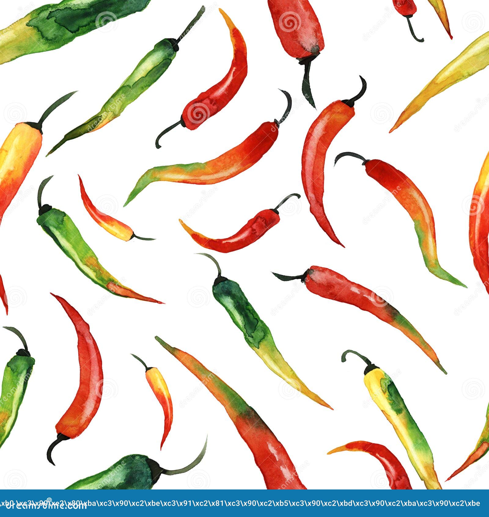 Watercolor pattern chili stock illustration. Illustration of pepper ...