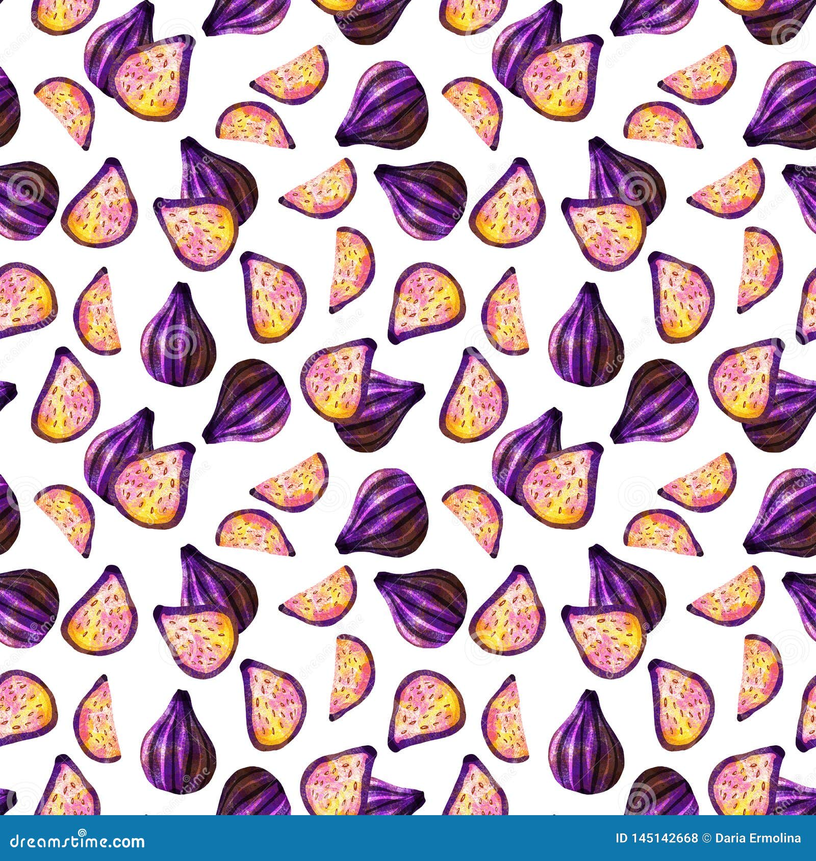 Watercolor Pattern with Figs Stock Illustration - Illustration of ripe ...