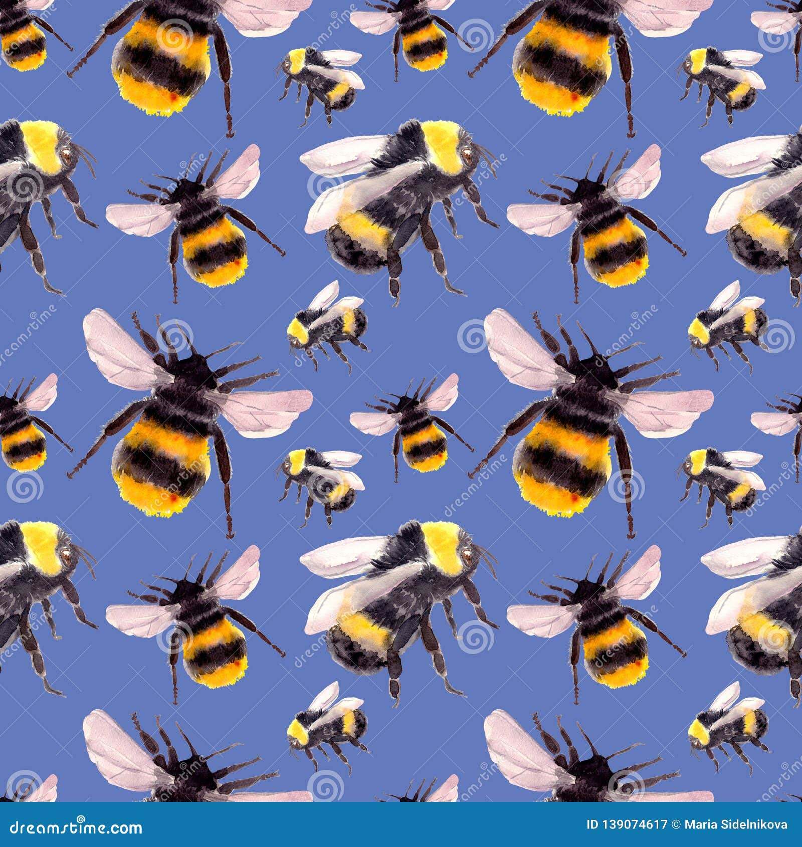 Seamless Pattern with Bumblebee Stock Illustration - Illustration of ...