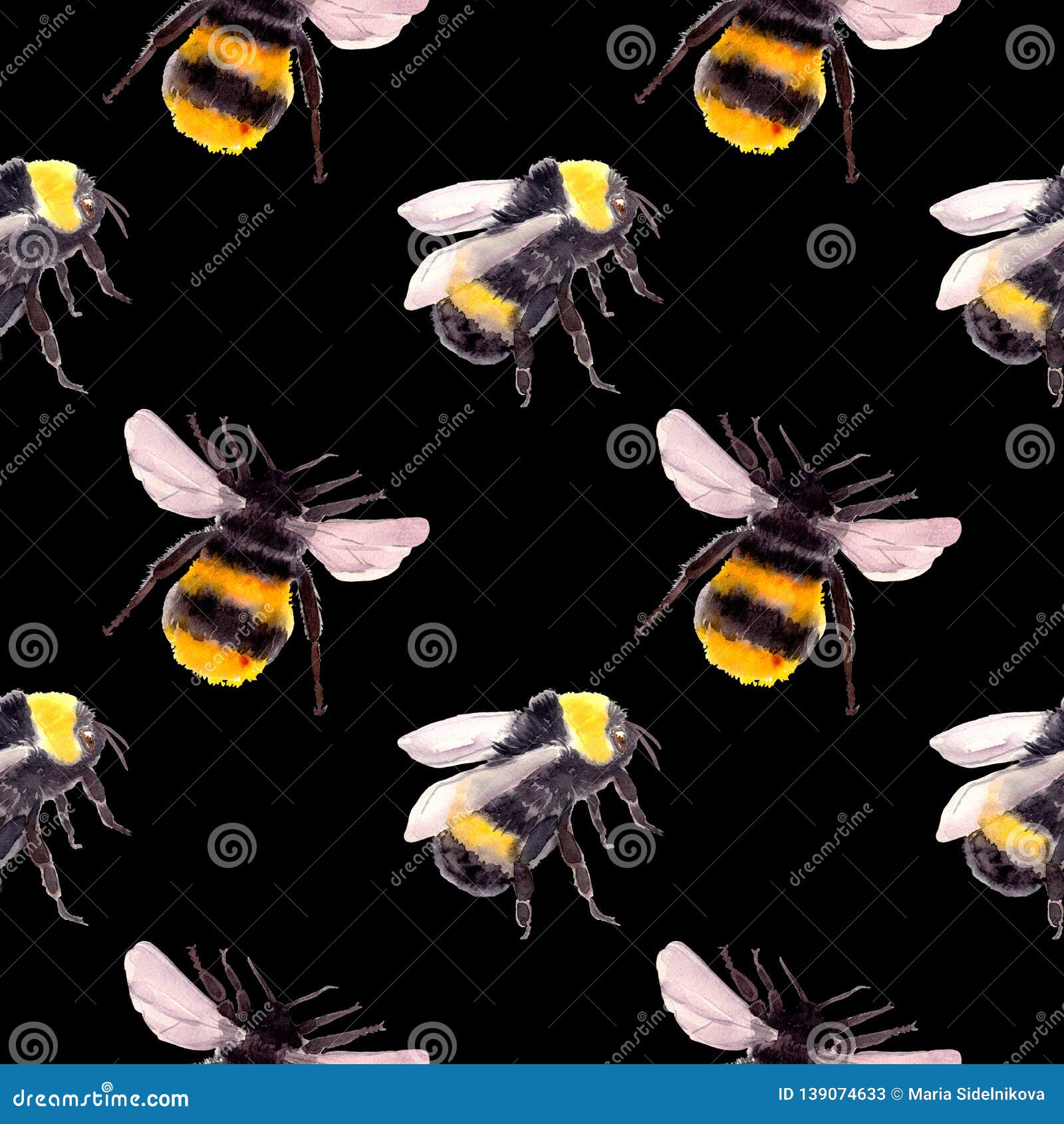 Seamless Pattern with Bumblebee Stock Illustration - Illustration of ...