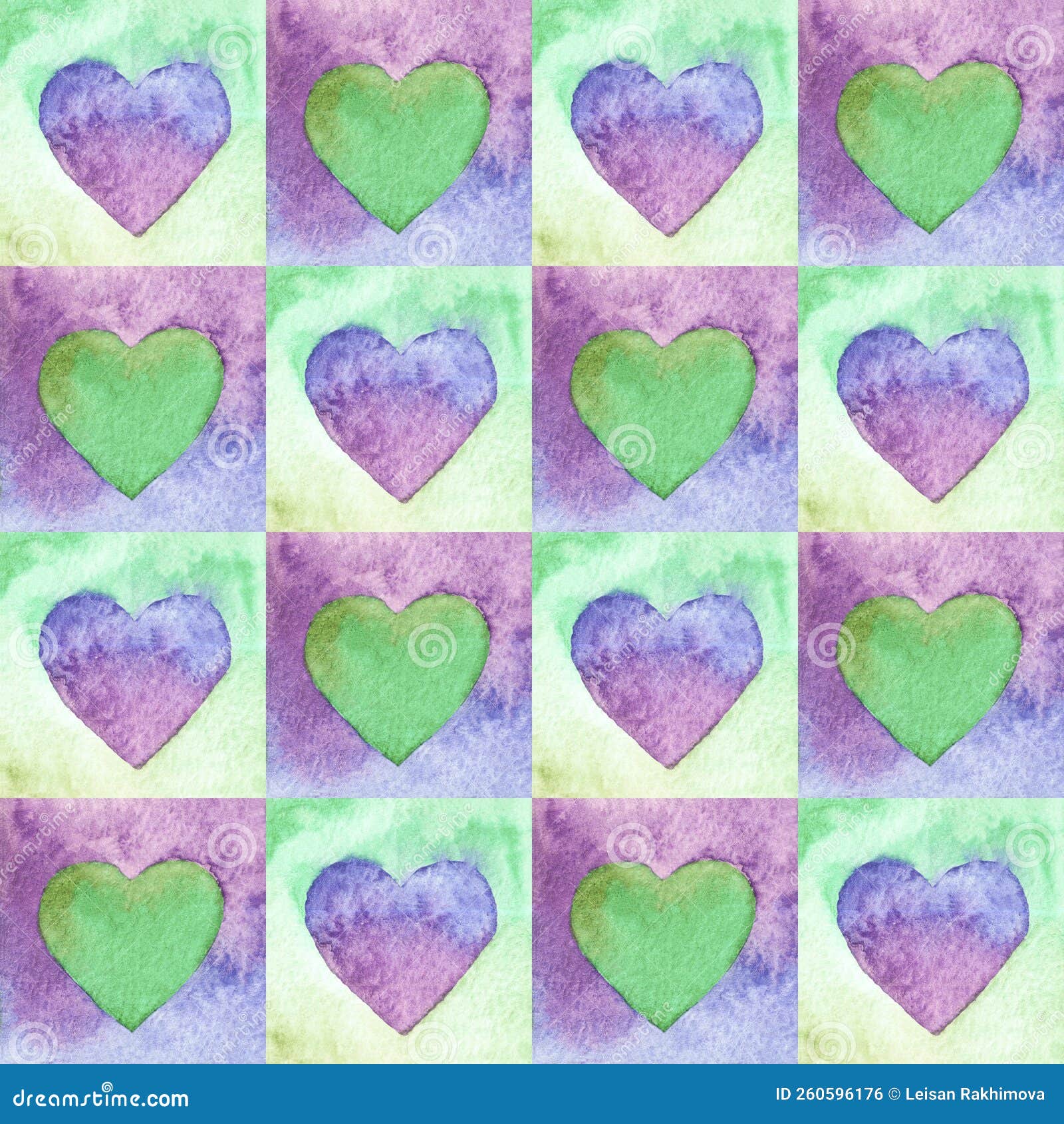 Watercolor Pattern Made of Hearts. Stock Illustration - Illustration of ...