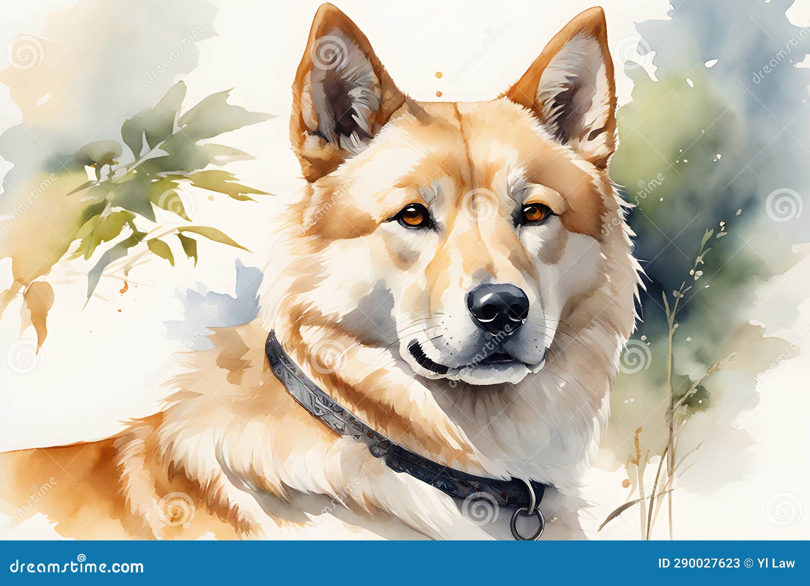 Watercolor Picture of a Cute Dog Stock Illustration - Illustration of ...