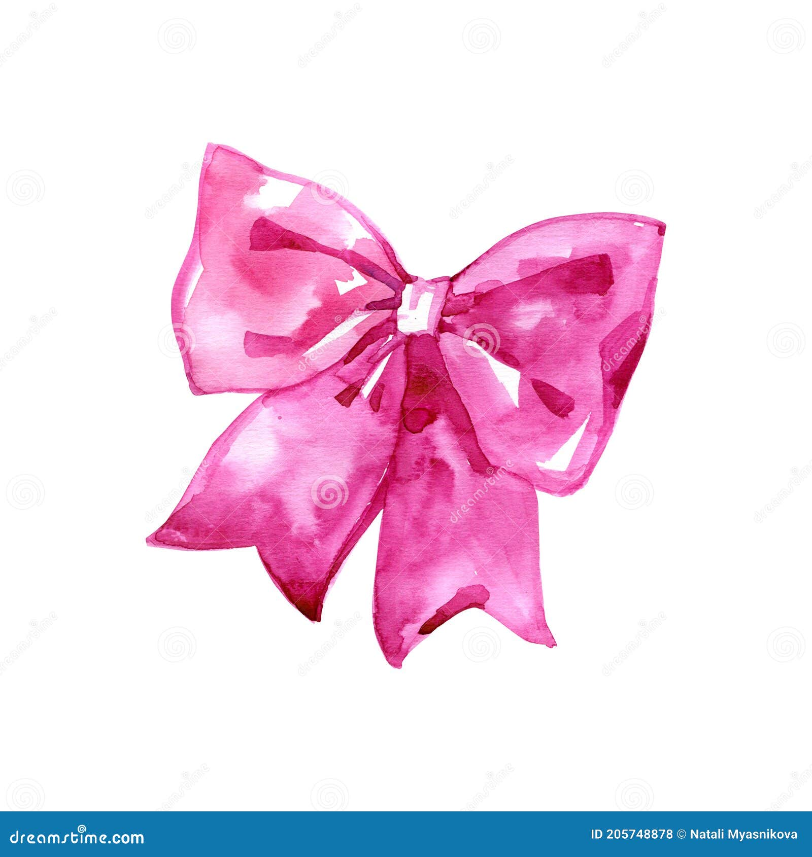 Watercolor Pink Bow Isolated on White Background Stock Photo - Image of ...