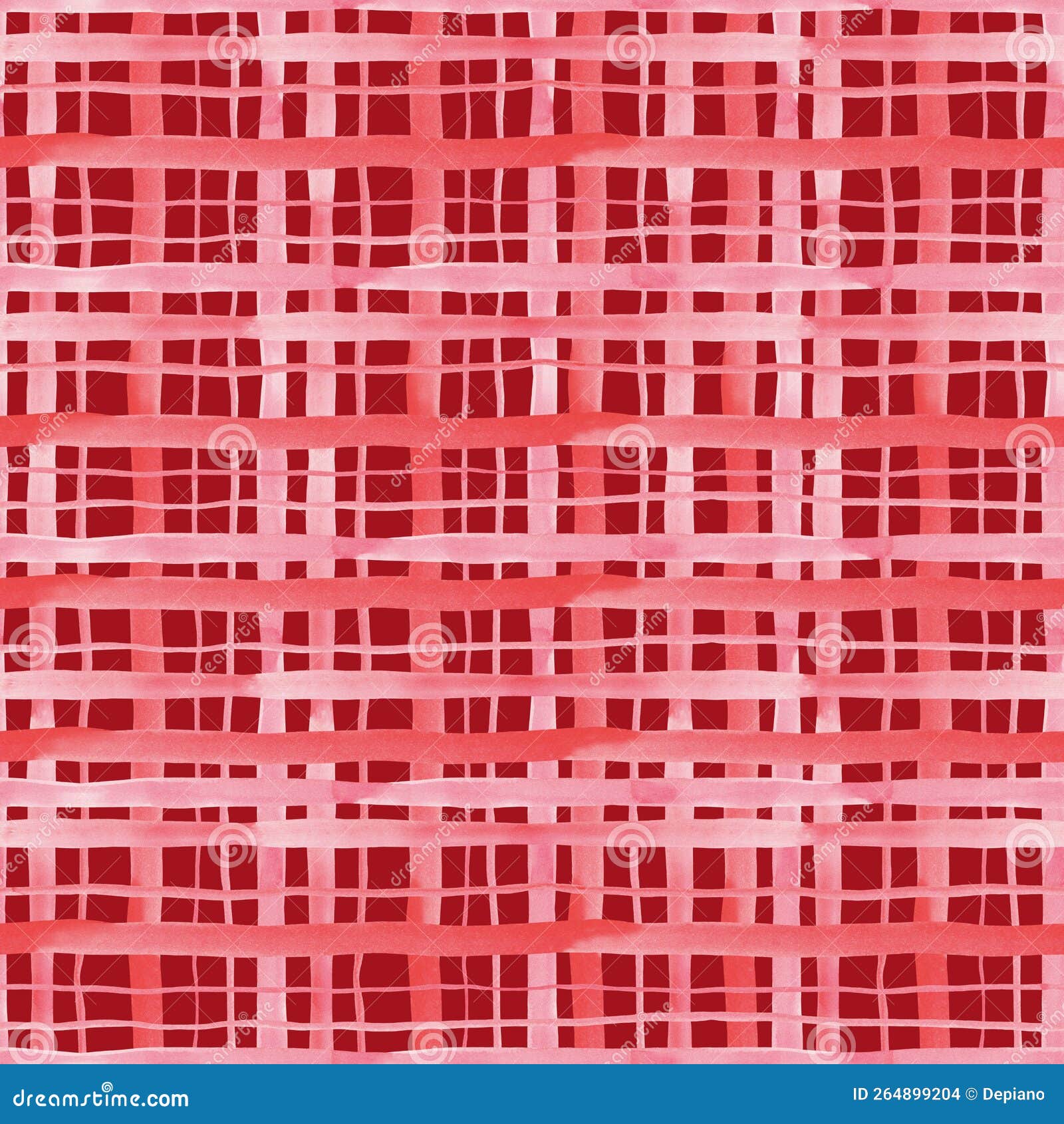 Watercolor Pink Checkered Seamless Pattern. Hand Drawn Stripe Texture ...