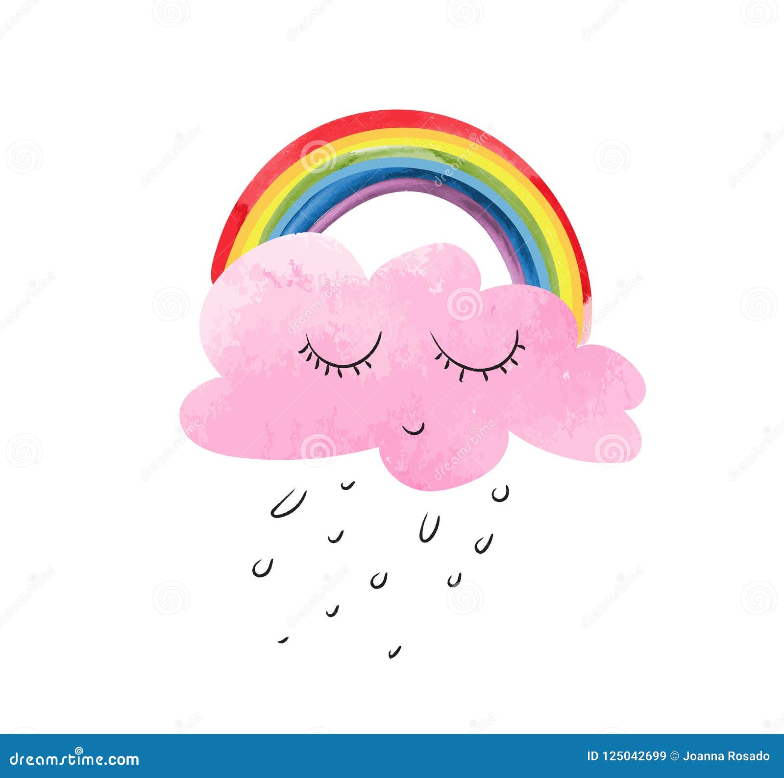 Pink Fluffy Clouds with Rainbows. Stock Vector - Illustration of ...