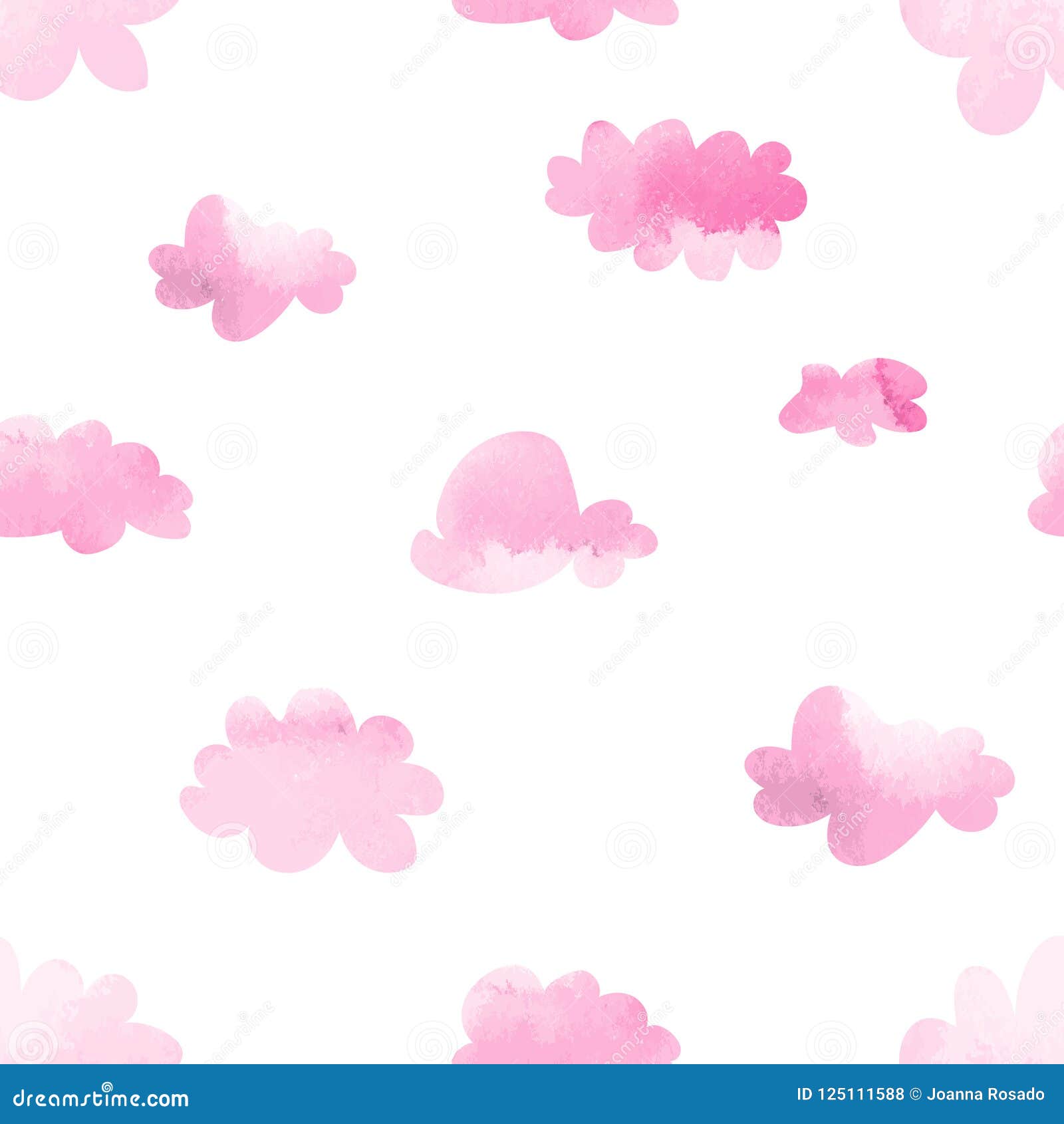 Watercolor Pink Clouds Seamless Pattern. Stock Vector - Illustration of ...