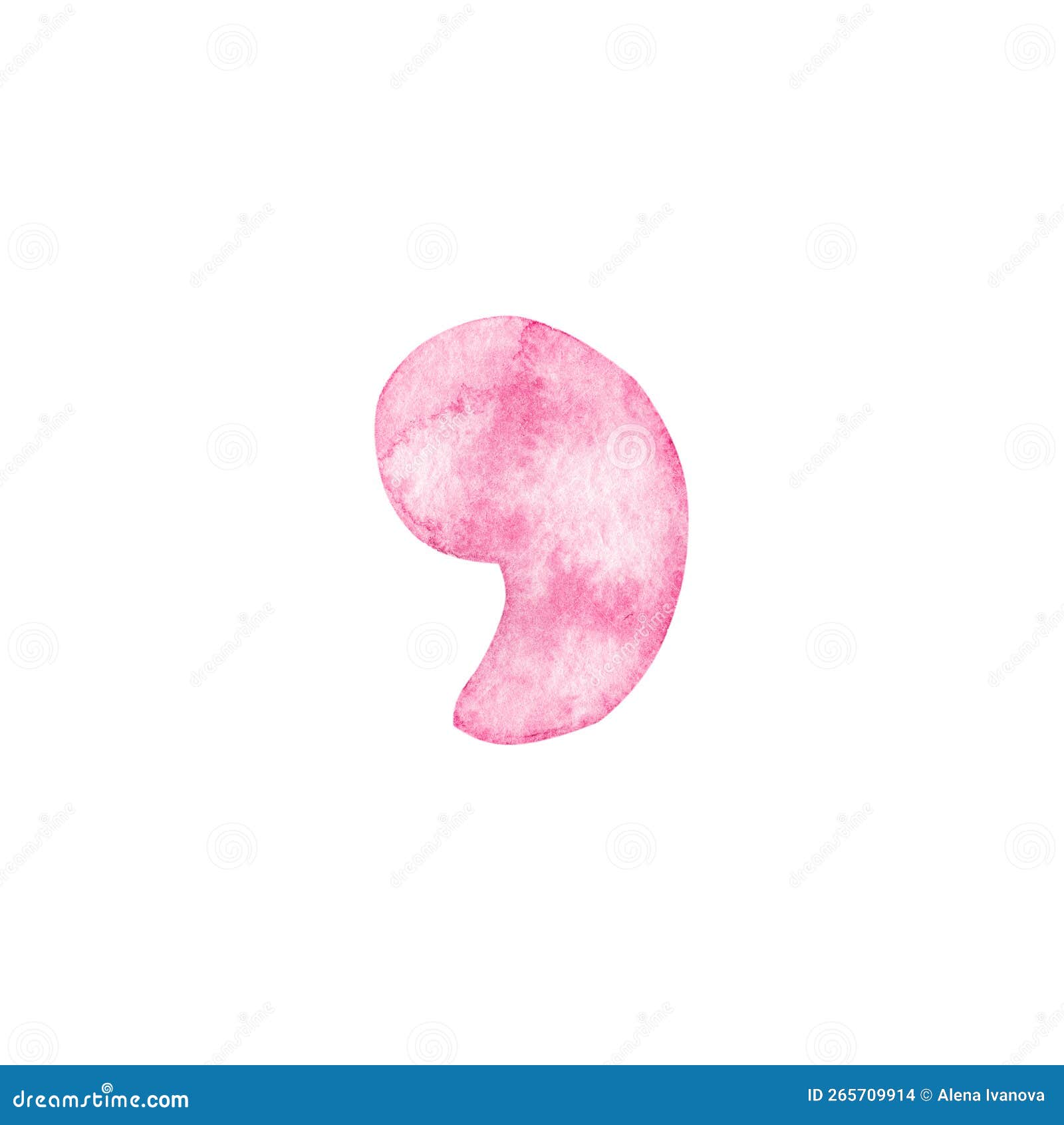Watercolor Pink Comma Sign Isolated on White Stock Photo - Image of ...