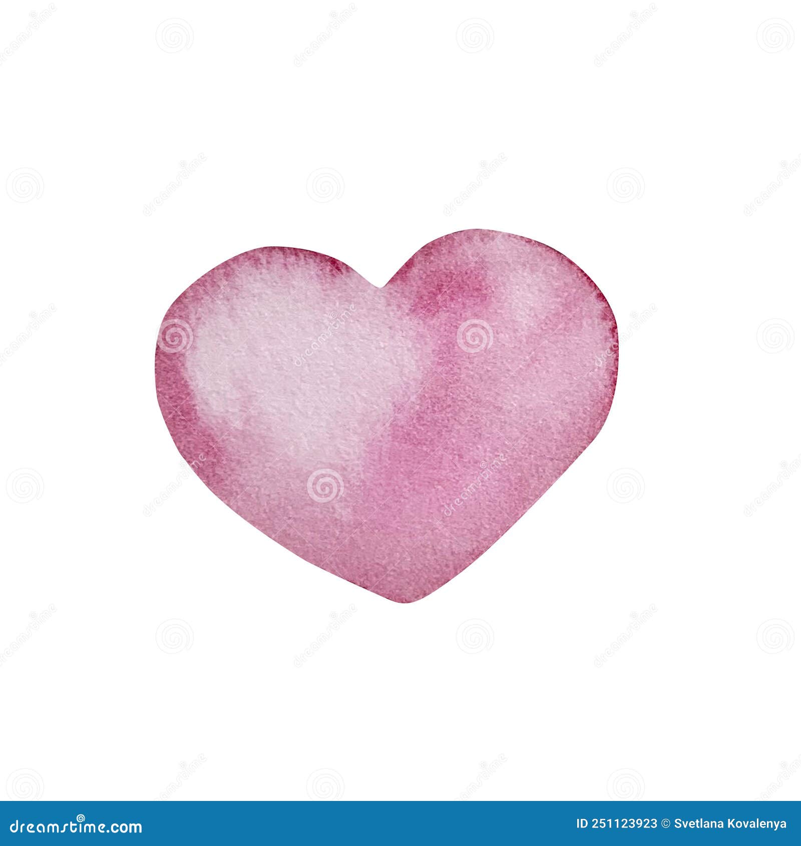 Watercolor pink heart stock vector. Illustration of bright - 251123923