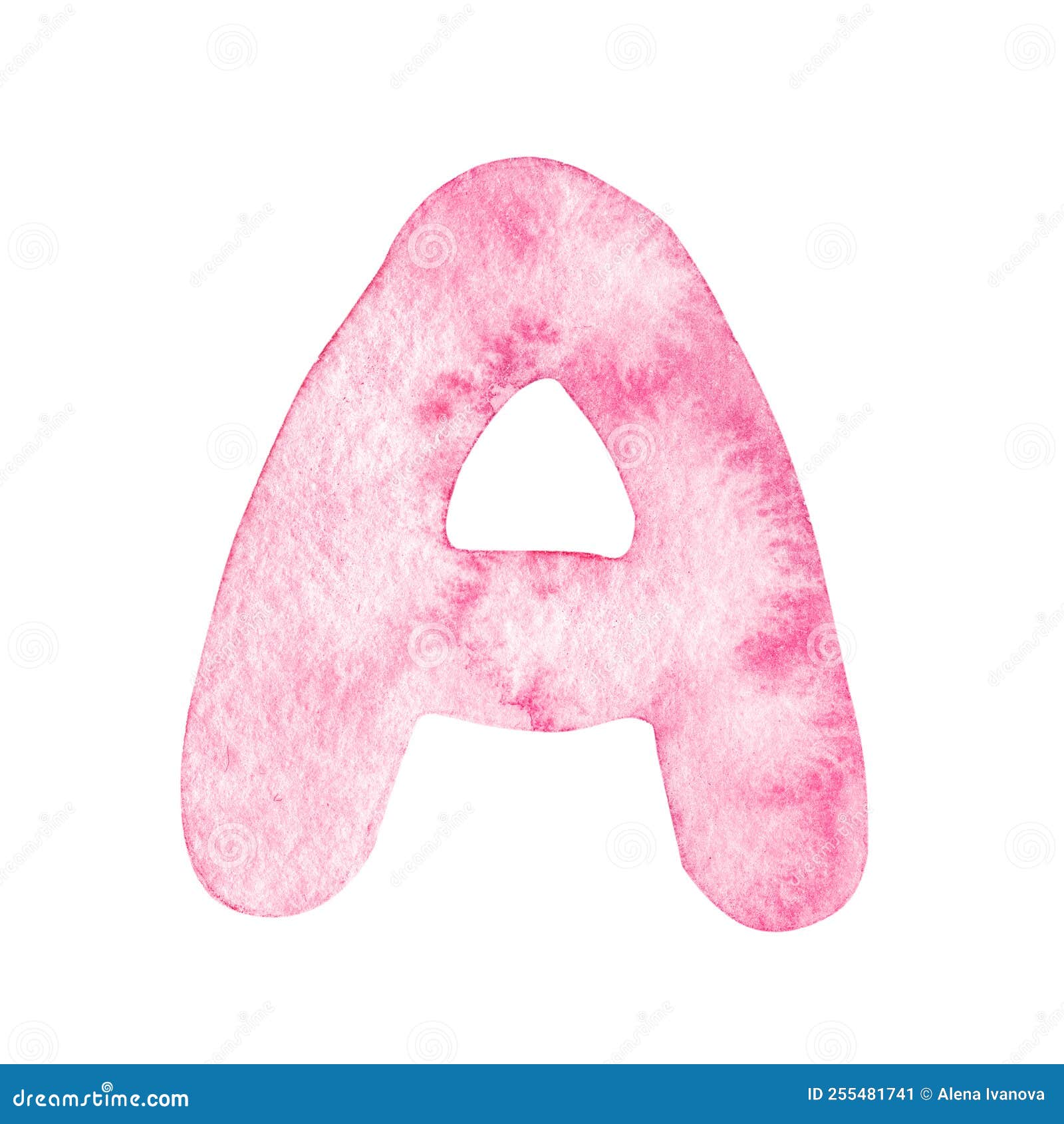 Watercolor Pink Letter a Isolated on White Stock Illustration ...