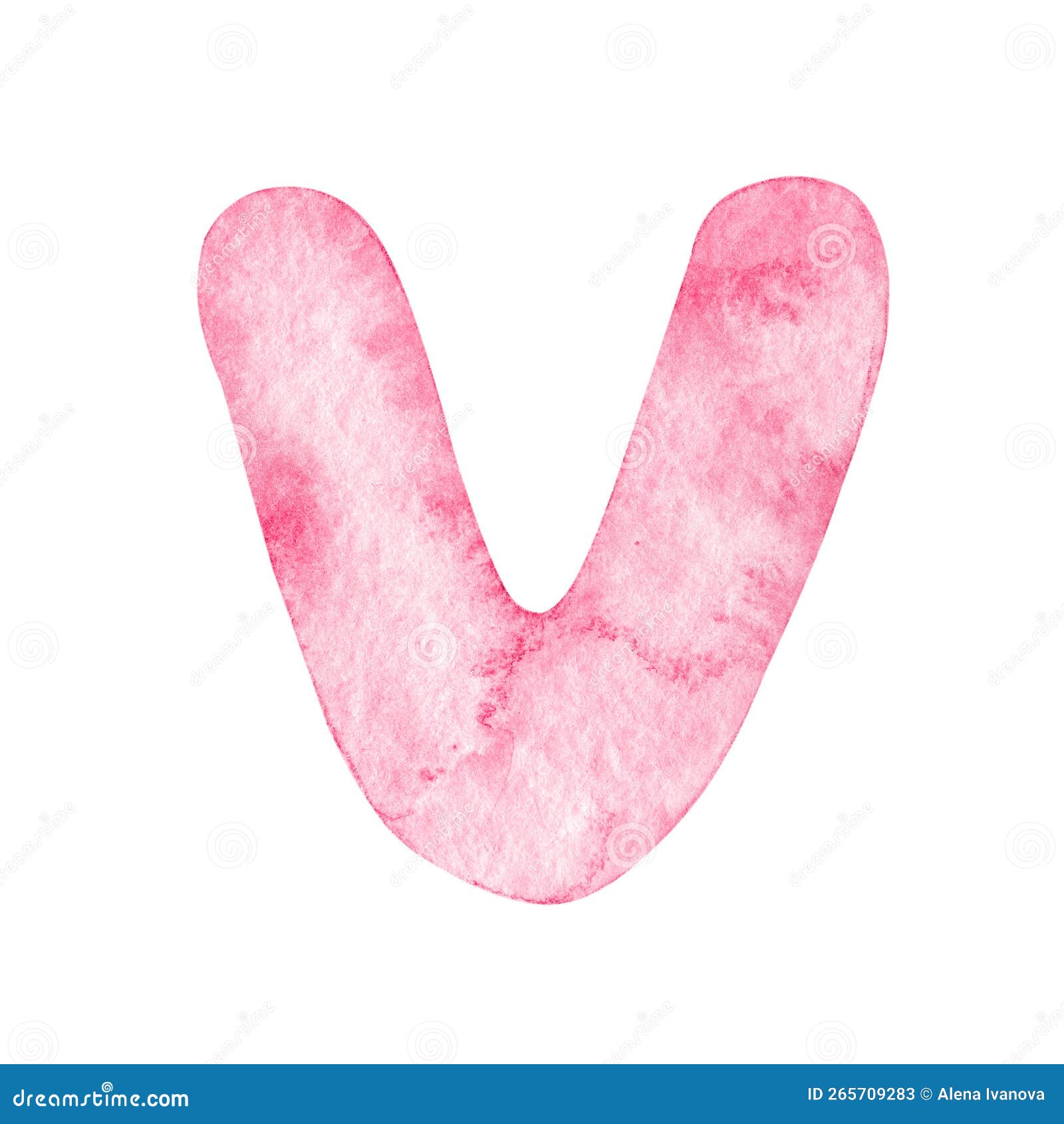Watercolor Pink Letter V Isolated on White Stock Image - Image of ...