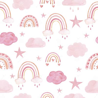 Watercolor Pink Rainbow Pattern Stock Vector - Illustration of fairy ...