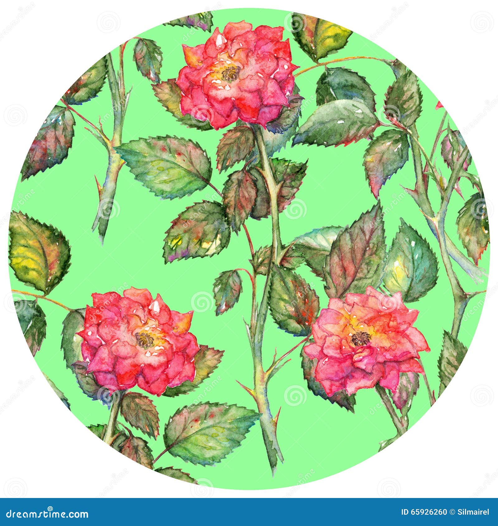 Red Roses Circle Frame Vector Illustration | CartoonDealer.com #307138227