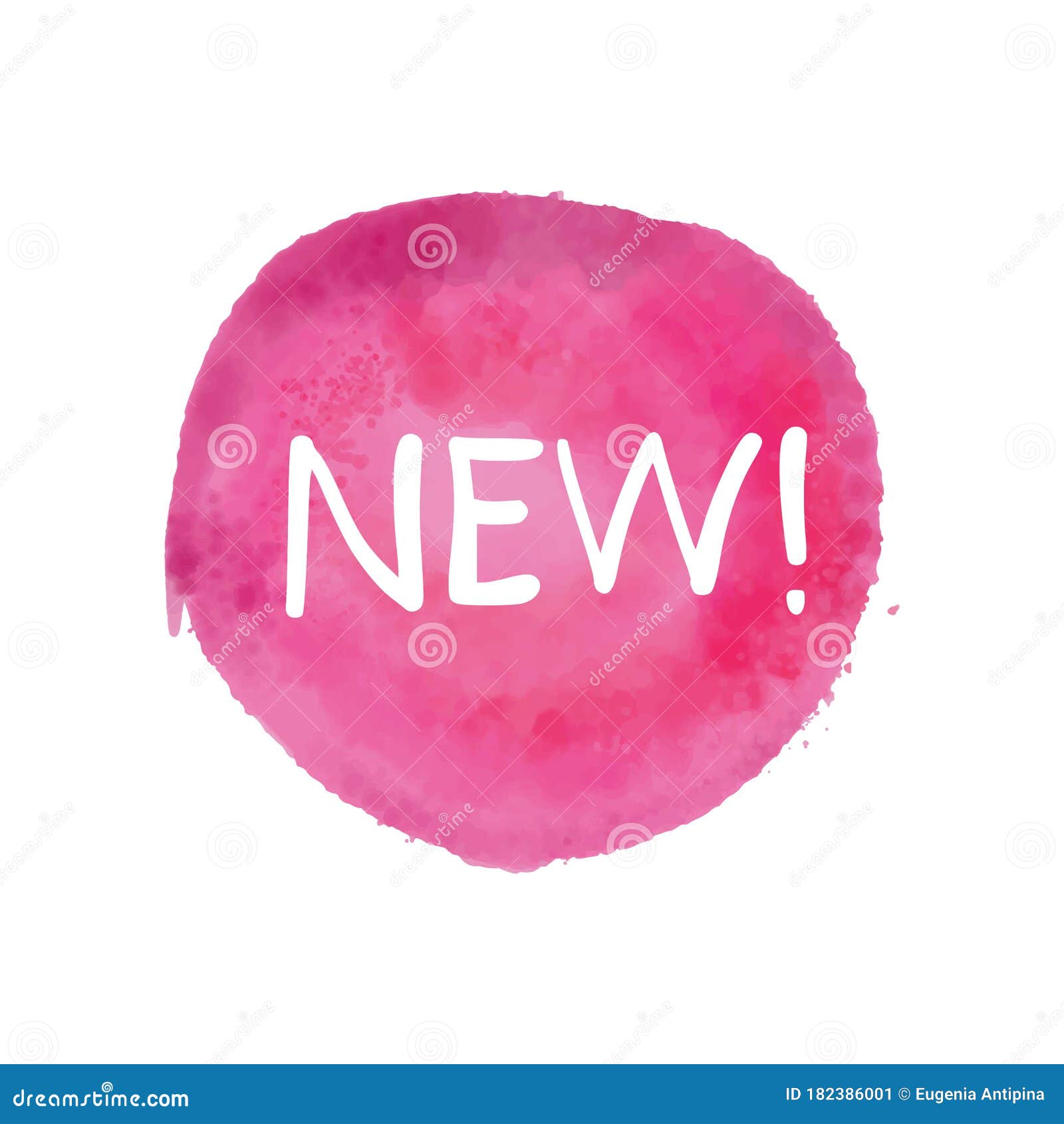 Watercolor Pink Round Hand Drawn Element with Word New Stock Vector ...
