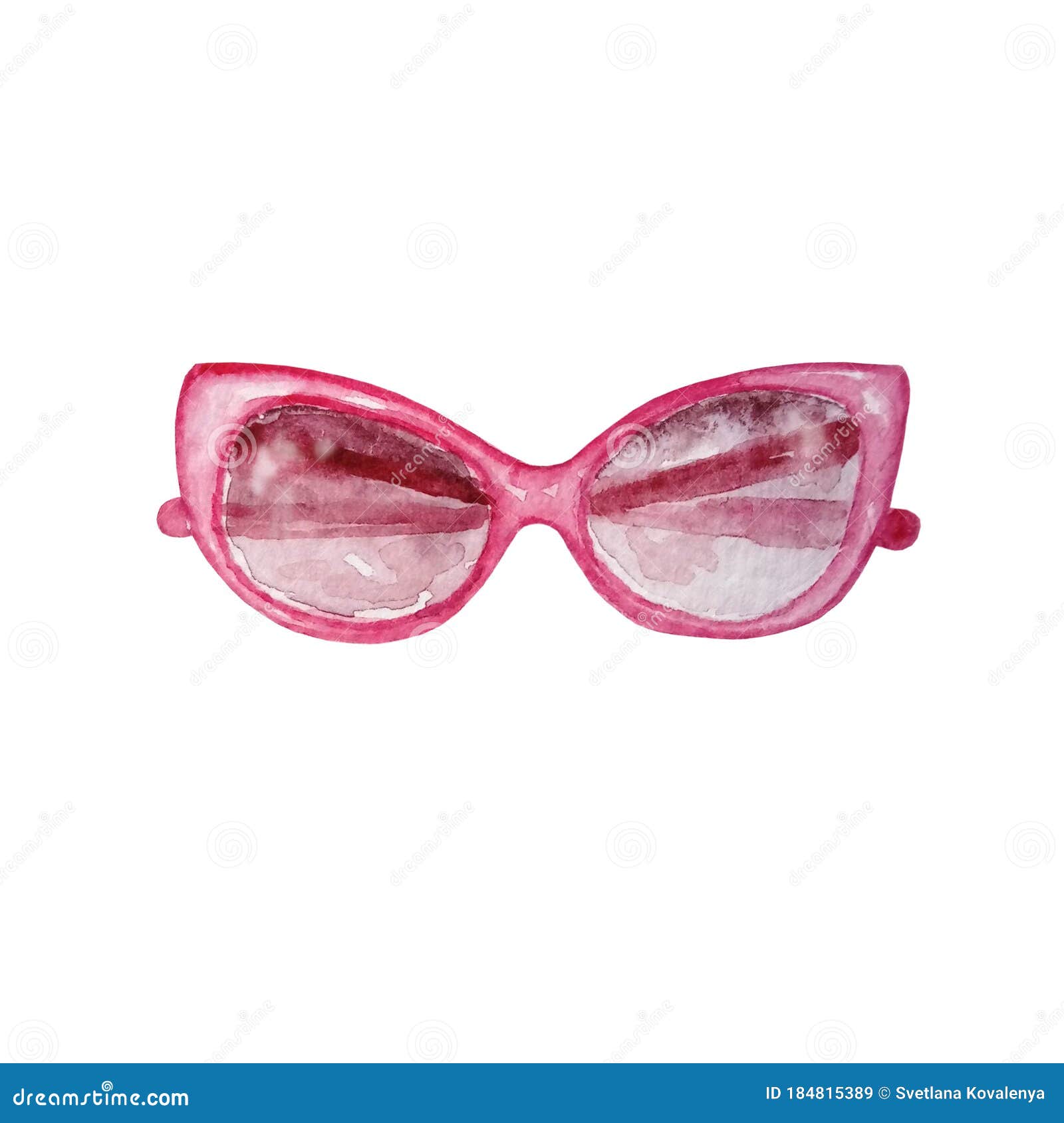 Watercolor pink sunglasses stock illustration. Illustration of retro ...