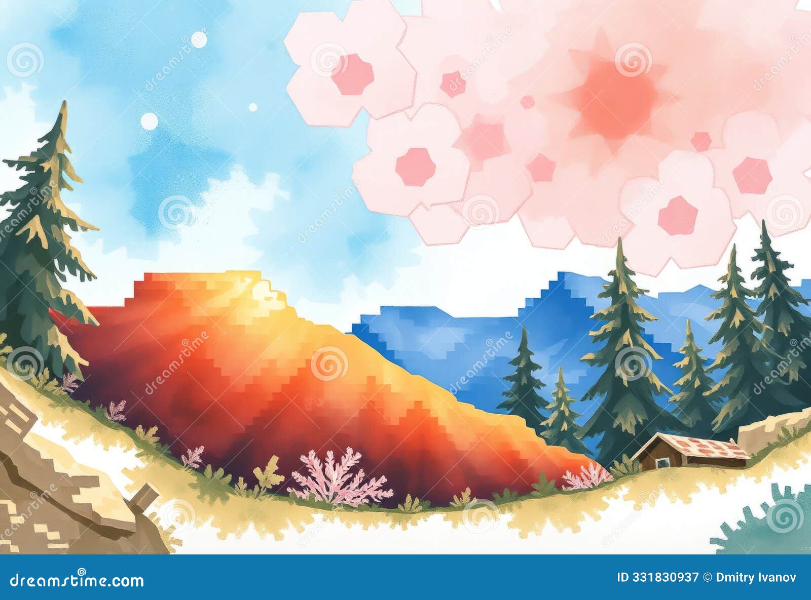 Watercolor Pixel Art Watercolor Textures Applied To Pi Stock ...