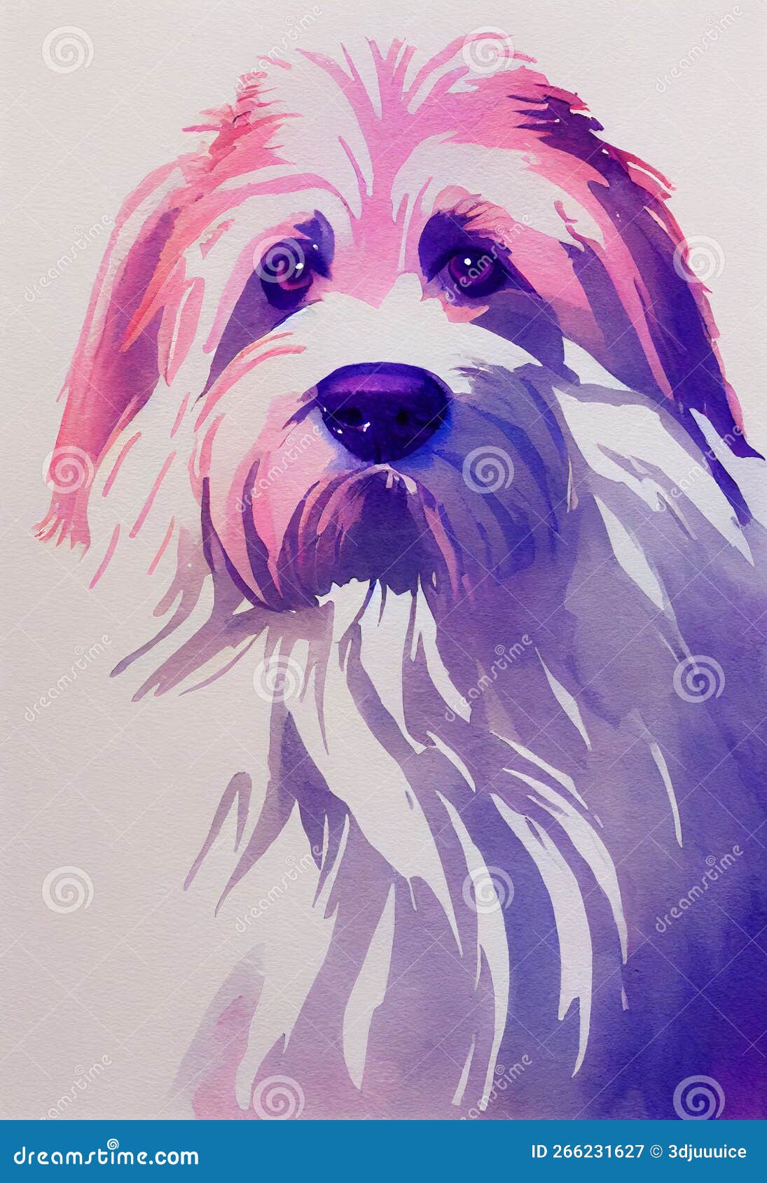 Watercolor Portrait of Cute Pyrenean Shepherd Dog. Stock Illustration ... Watercolor Portrait of Cute Pyrenean Shepherd Dog. Stock Illustration ...