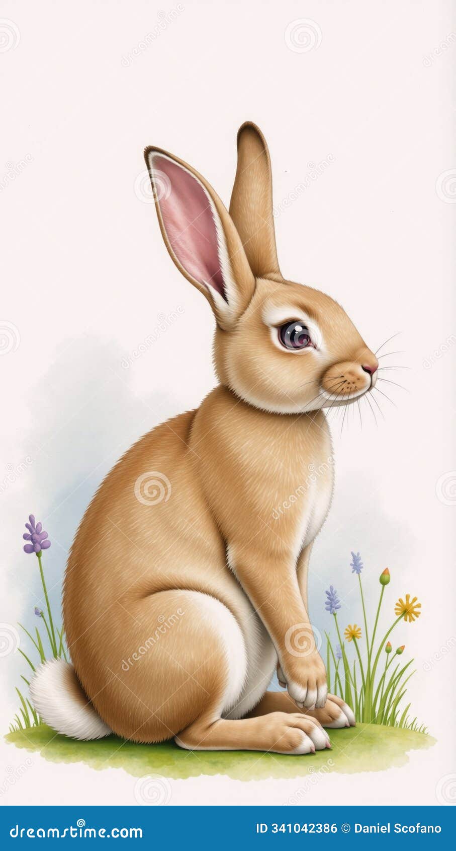 Watercolor Portrait Showcasing a Resting Rabbit Stock Illustration ...